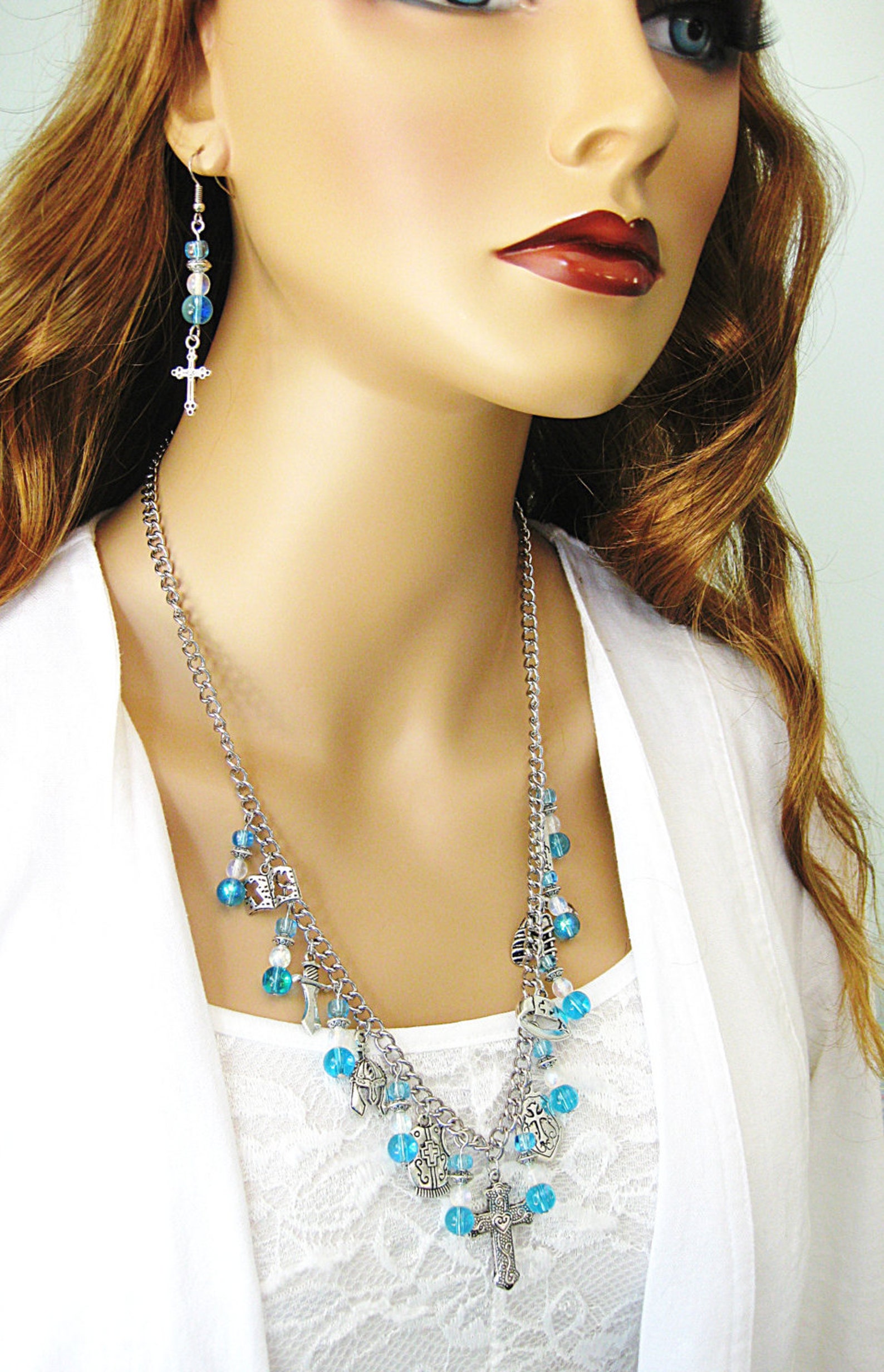 Armor of God Necklace Beaded Necklace Cross Necklace | Etsy