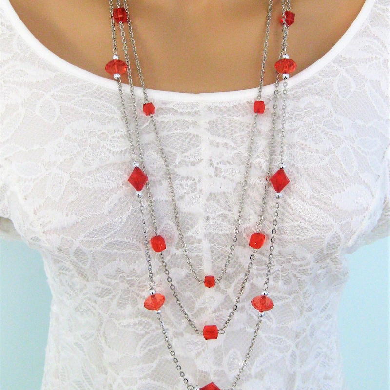 Red Bead Necklace - Etsy