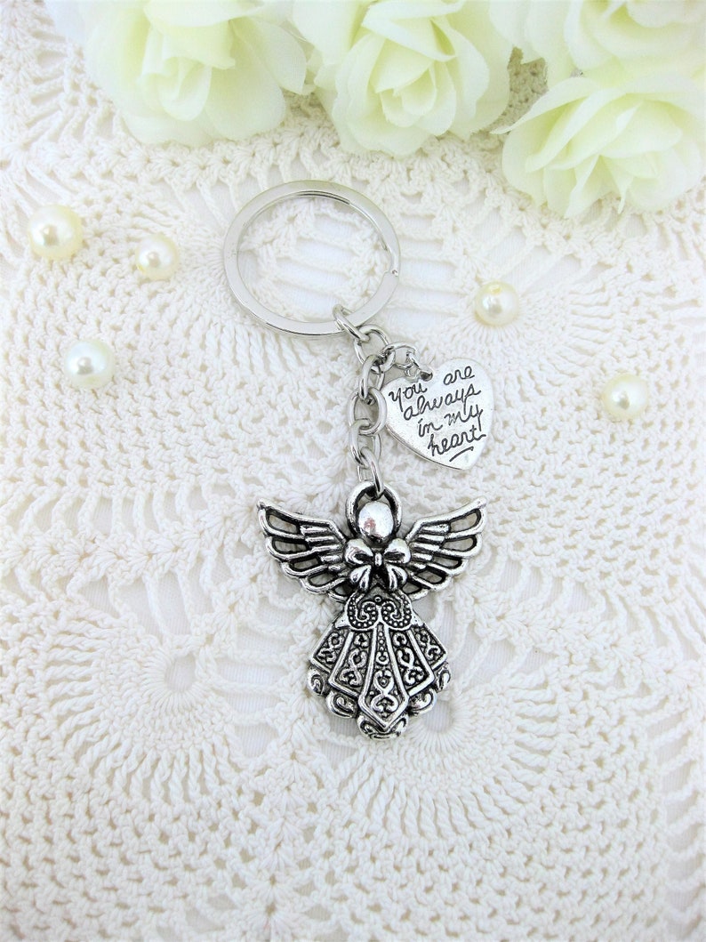 Angel Key Chain In Memory Of Sympathy Gift Silver Key Chain | Etsy