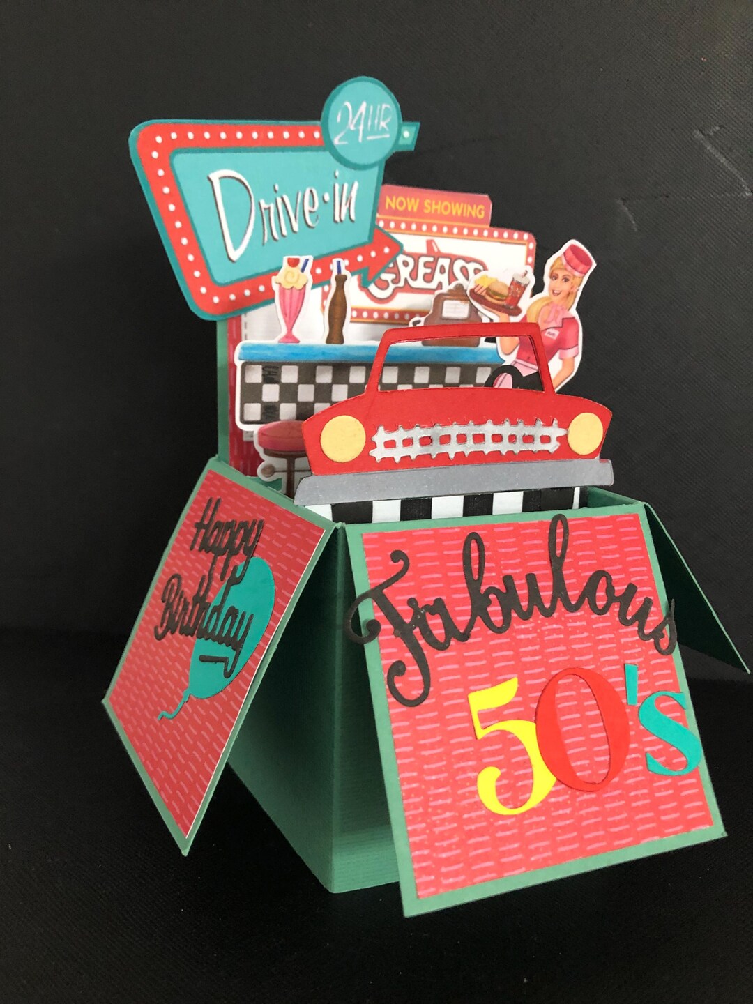 Handmade Birthday Card Fifties Theme - Etsy