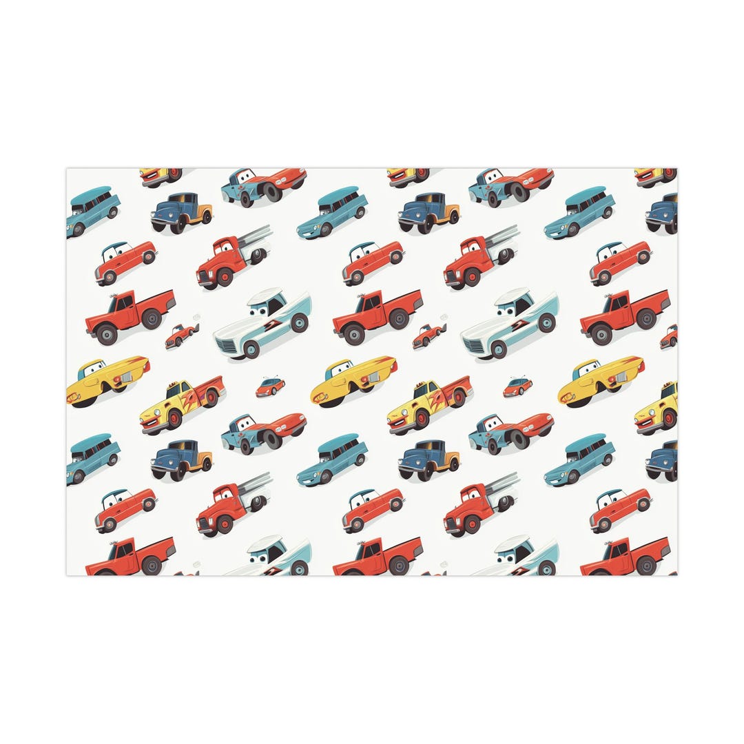 Cartoon Cars Wrapping Paper - Etsy