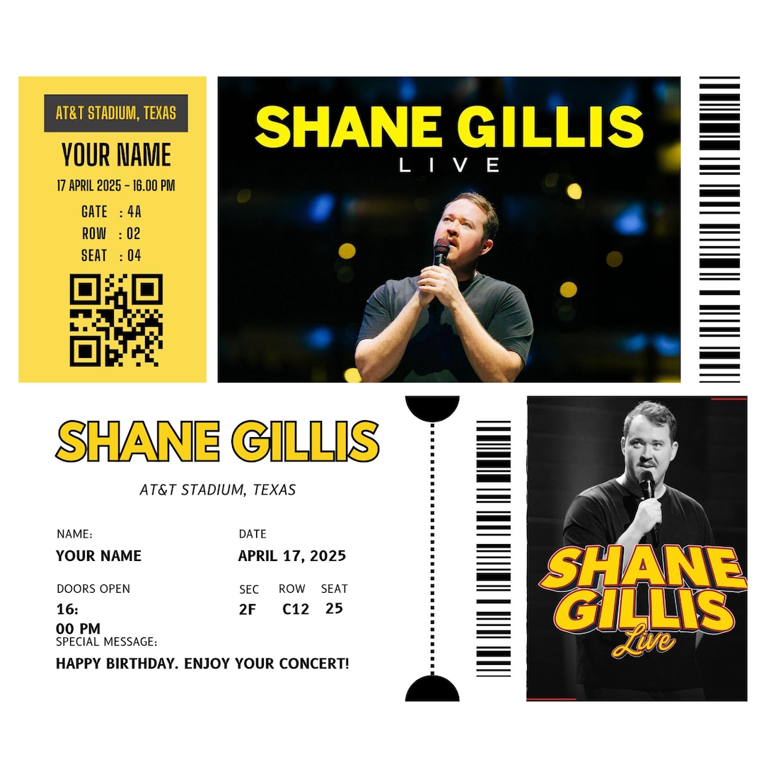 Shane Gillis Printable Live Ticket Gifts, Shane Gillis Editable Custom Ticket - Etsy