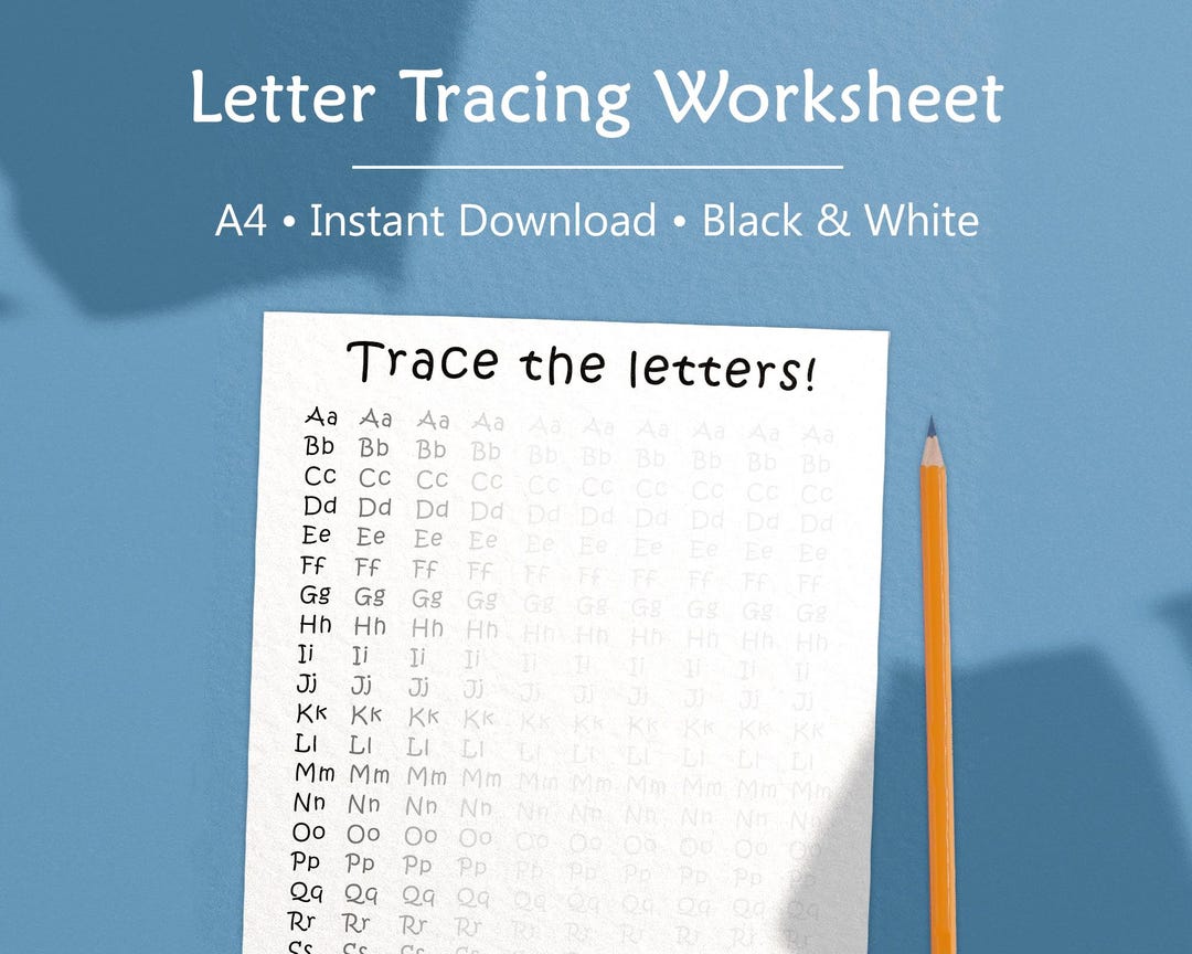 Letter Tracing Worksheet for Kids Printable Template, Trace Letters ...