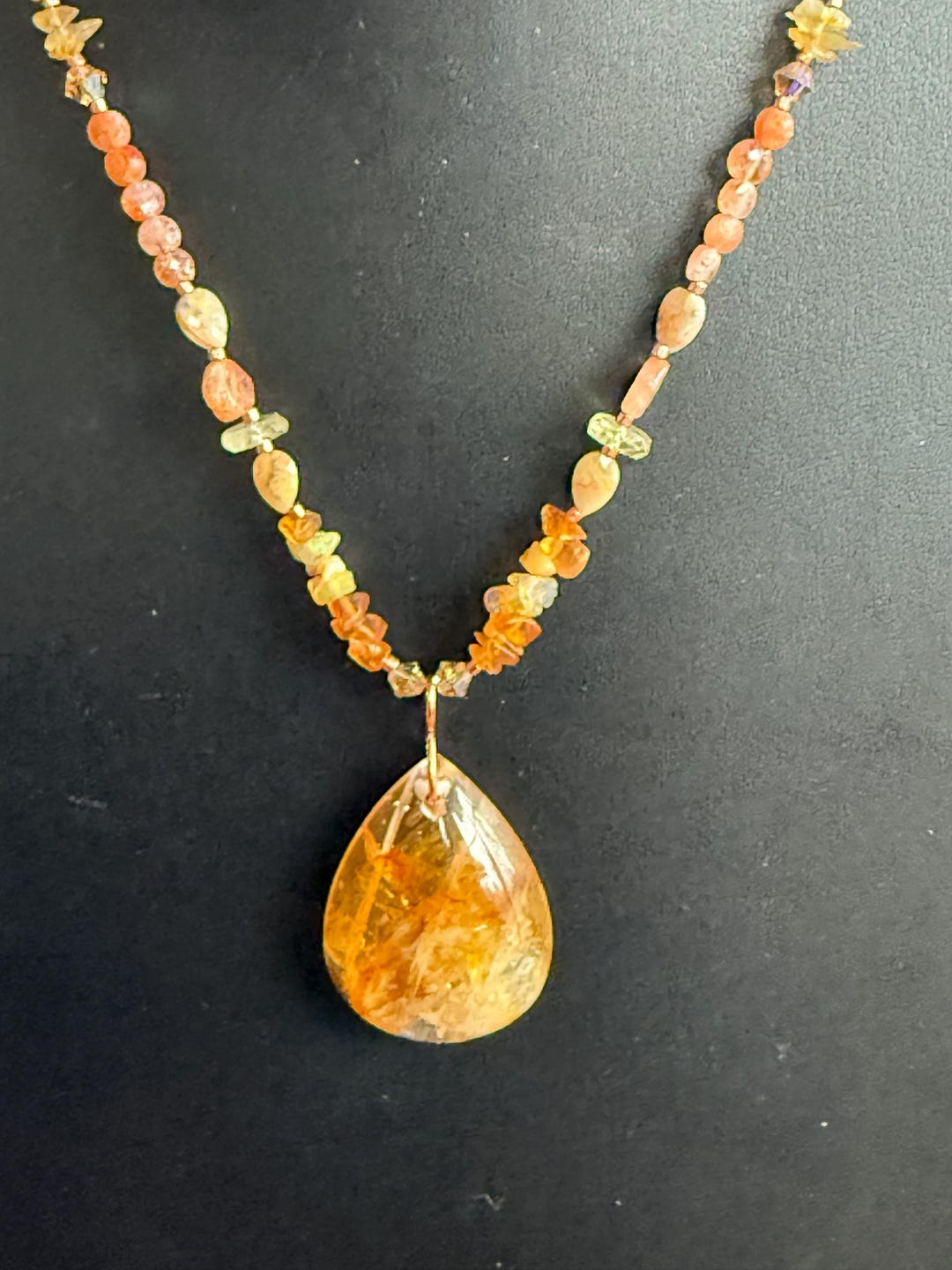 Natural Orange Rutile Phantom Quartz GEMSTONE Pendant - Etsy