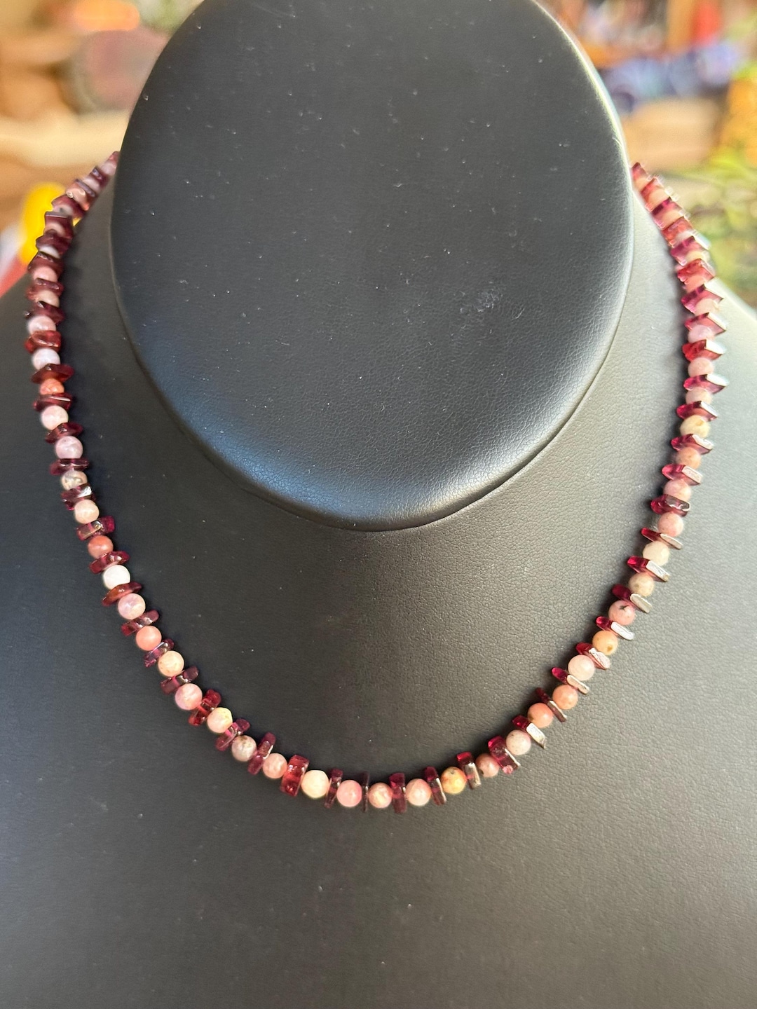 Beaded Necklace With Jasper and Garnet Beads - Etsy