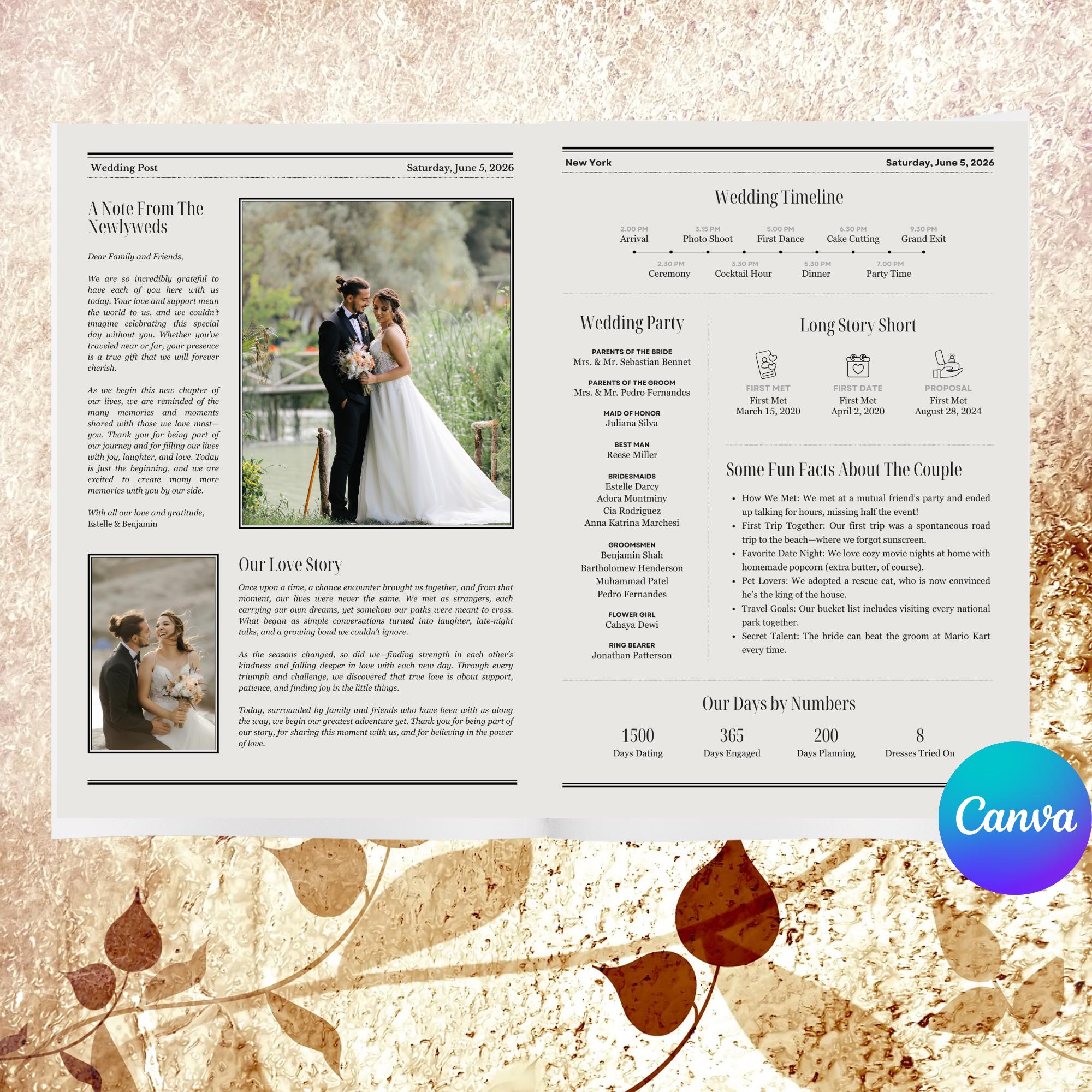 Wedding Newspaper Template With Photo, Wedding Newspaper Template ...