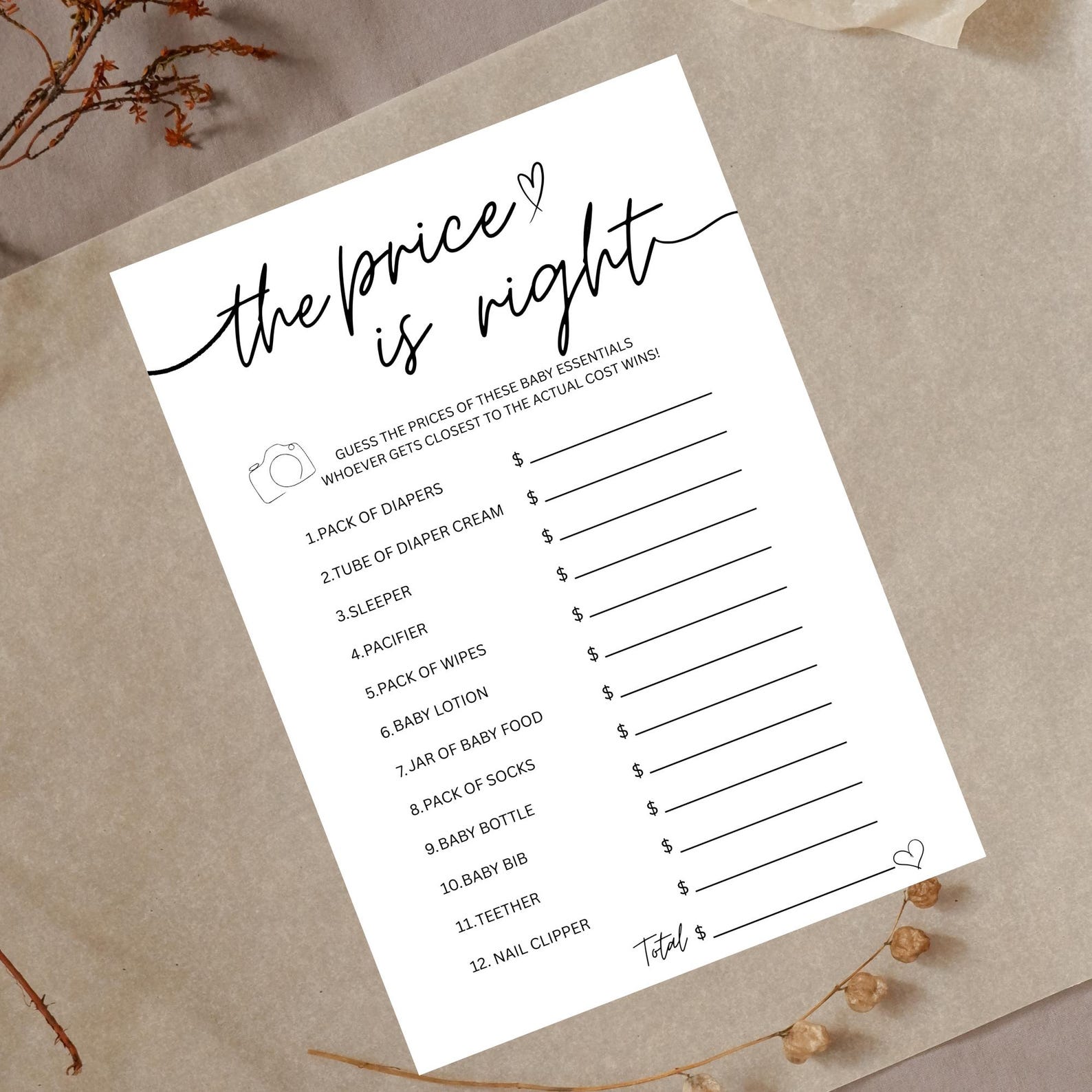 The Price is Right Baby Shower Game | Baby Price is Right | Guess the ...