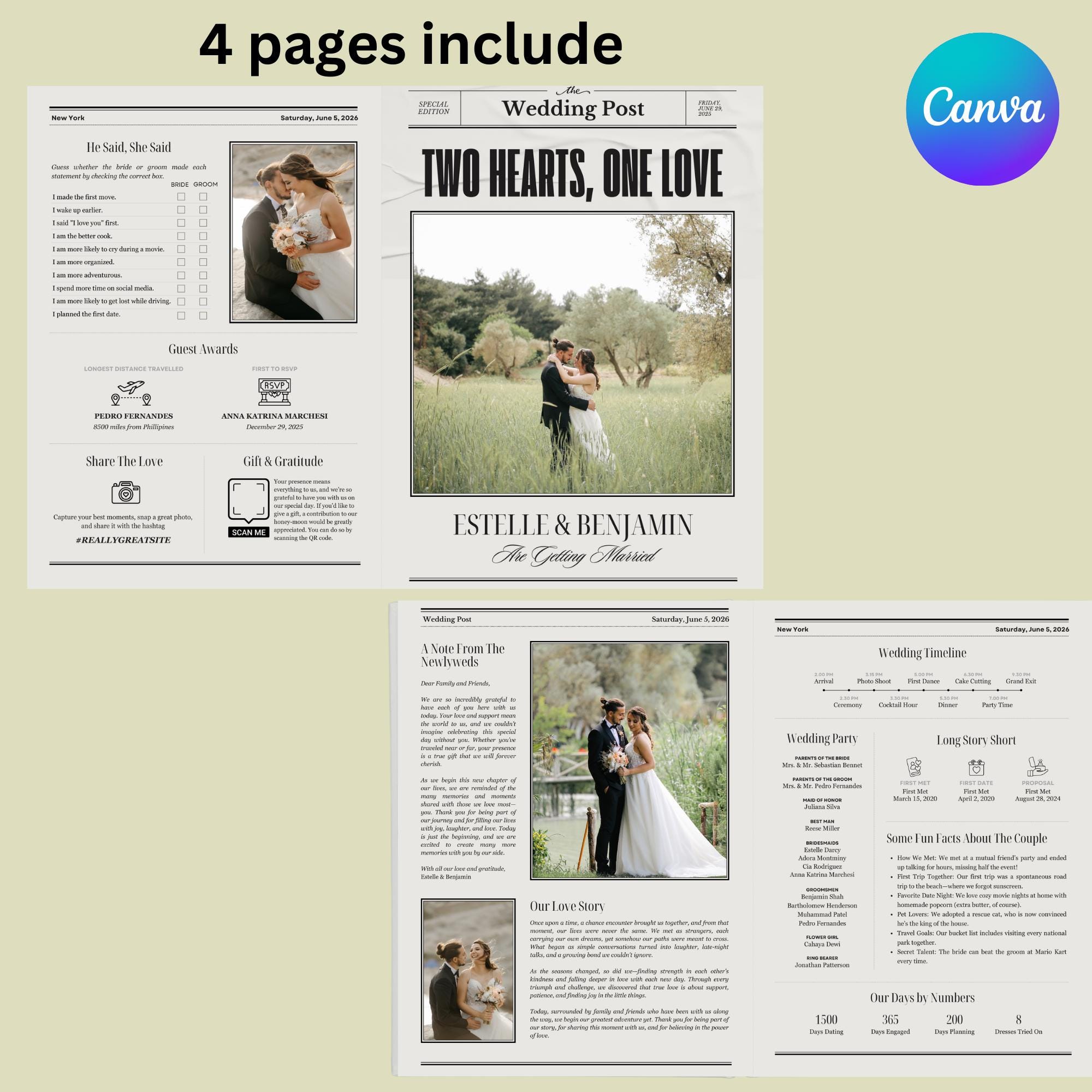 Wedding Newspaper Template With Photo, Wedding Newspaper Template ...