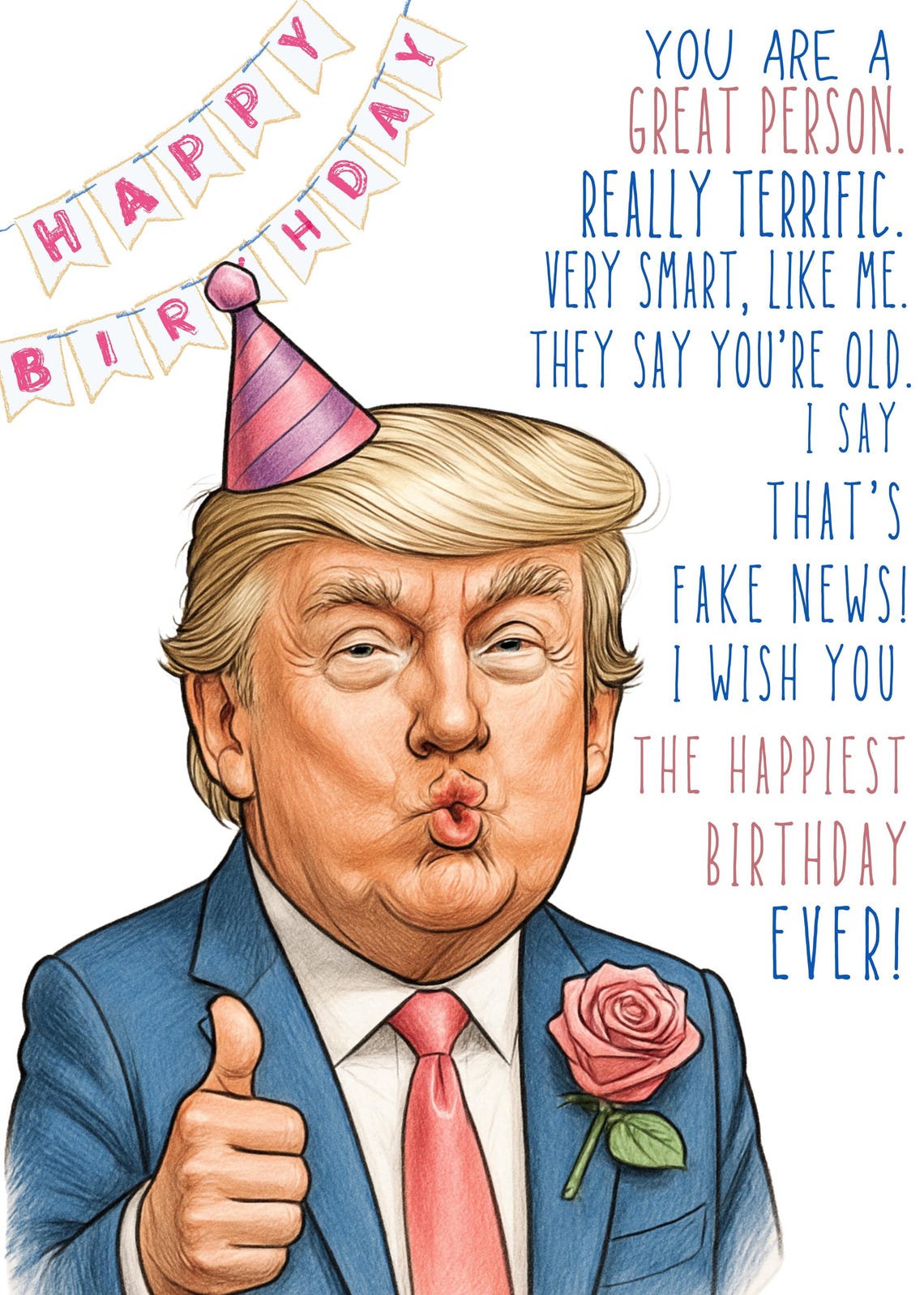 Printable Funny Trump Birthday Card, Digital Trump Happy Birthday ...