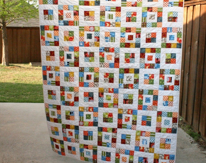 Royal Squares Quilt - Large Modern Throw Quilt - Etsy