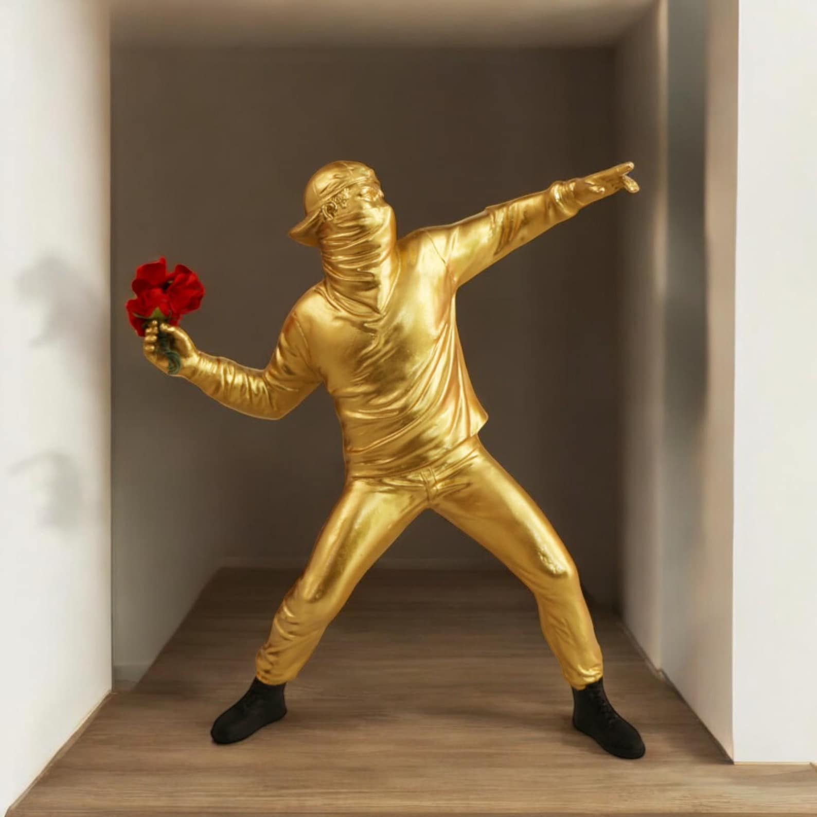 Banksy Flower Thrower Statue: Graffiti-inspired Pop Art Sculpture - Etsy