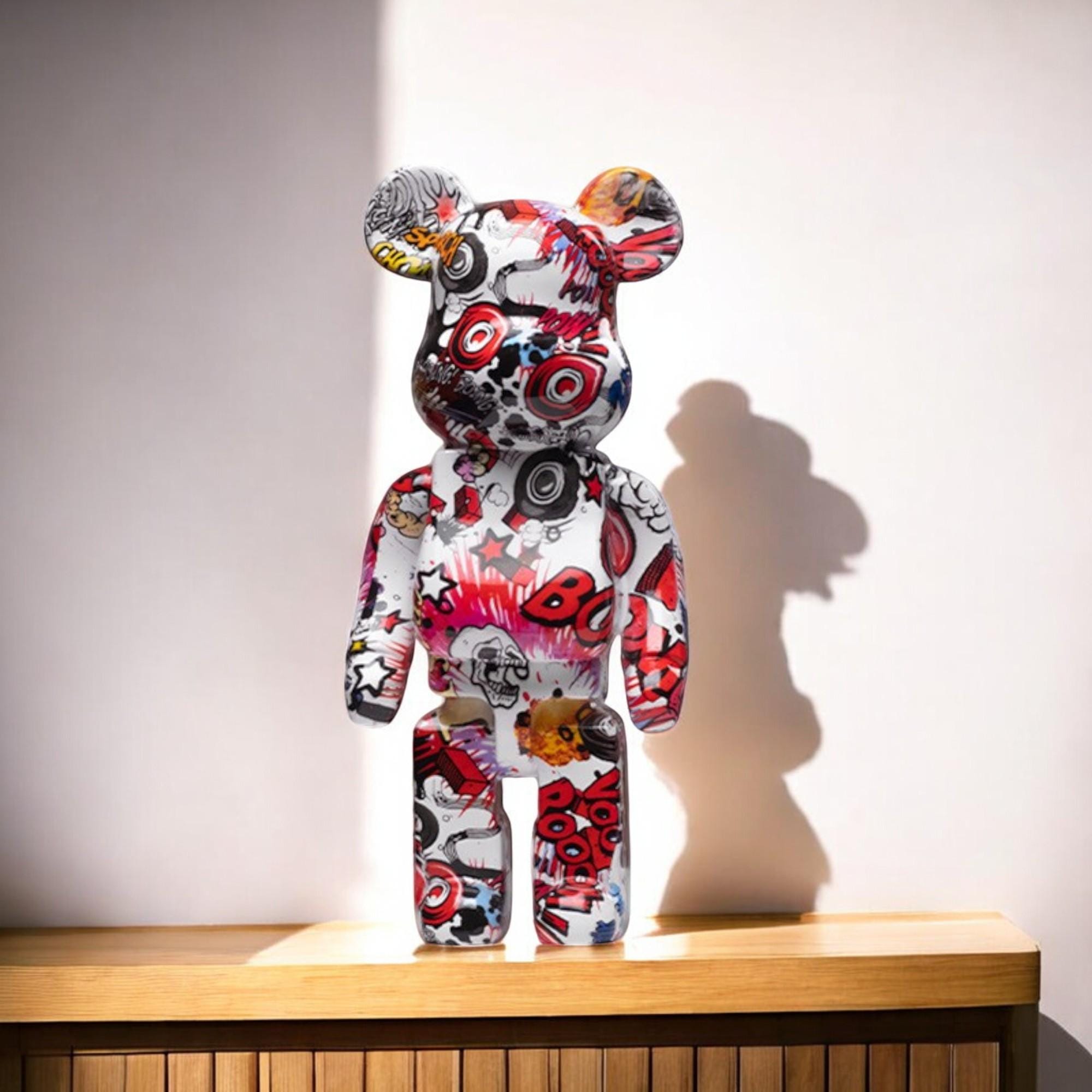 Graffiti Bearbrick Bear Statue - Modern Art Decor for Shelves Desks ...