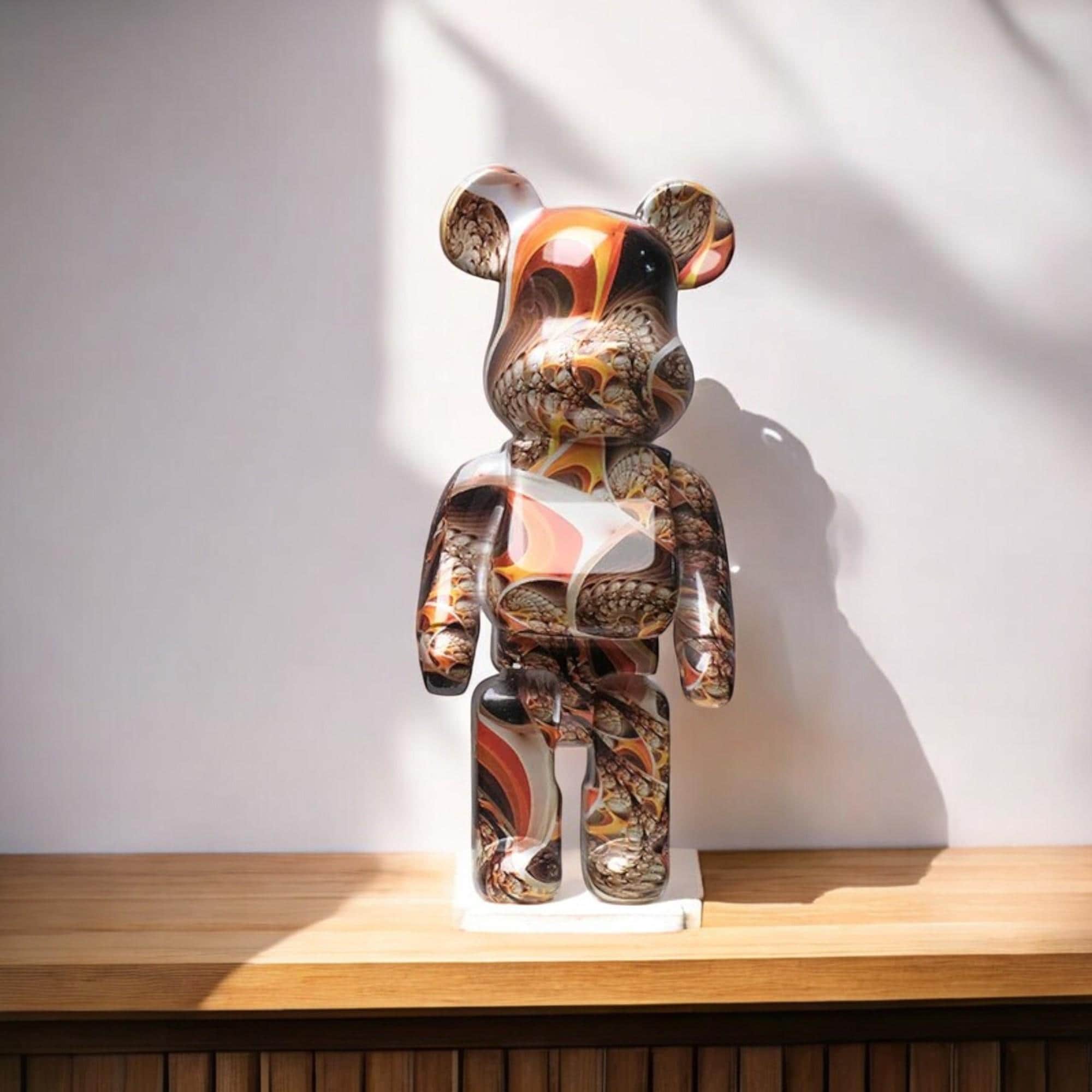 Graffiti Bearbrick Bear Statue - Modern Art Decor for Shelves Desks ...