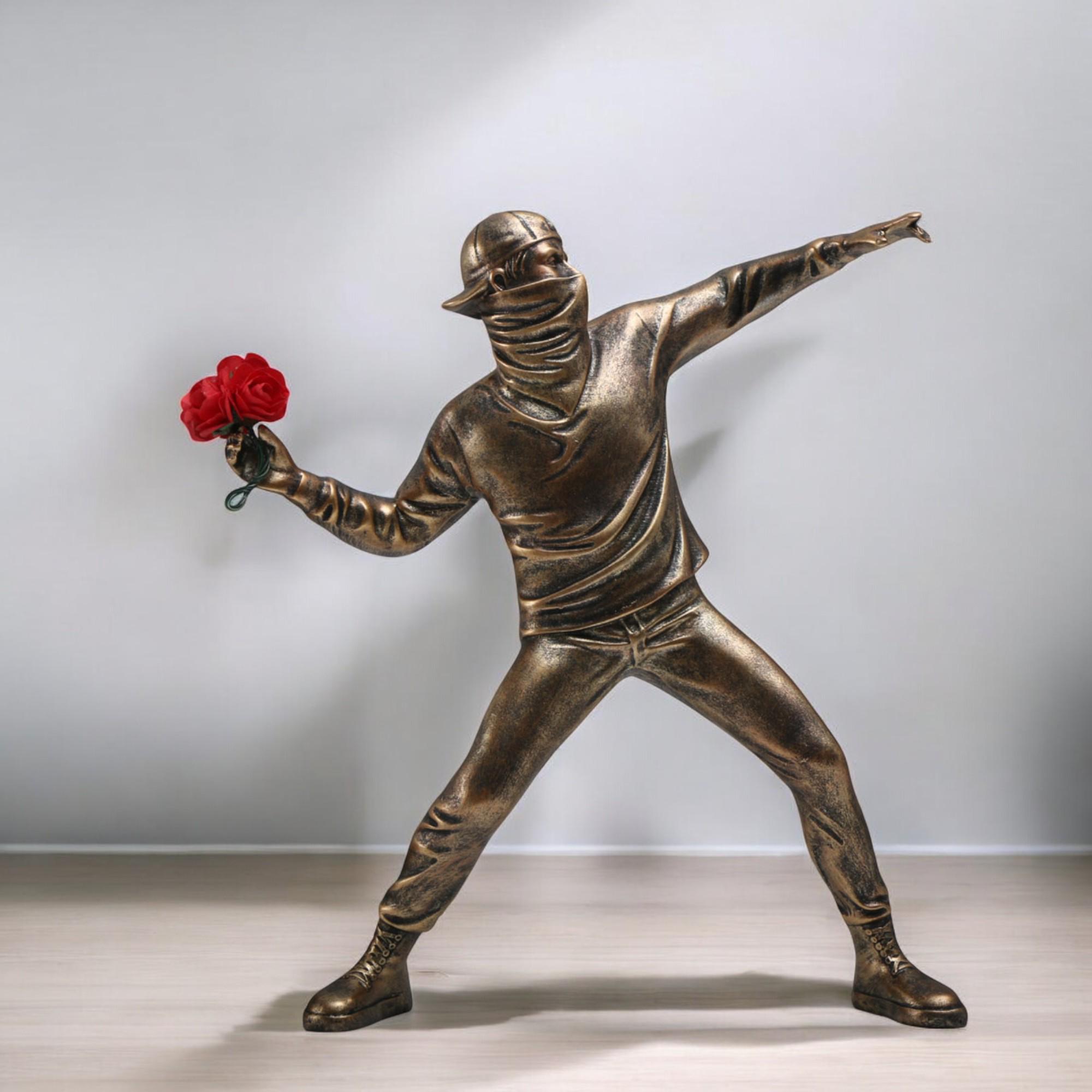 Banksy Flower Thrower Statue: Graffiti-inspired Pop Art Sculpture - Etsy