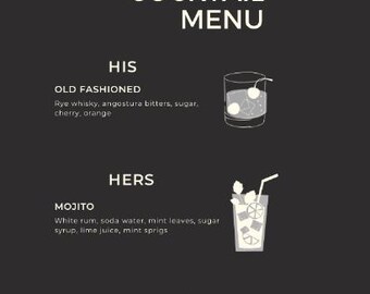 Editable Digital Cocktail Menu Template - Etsy