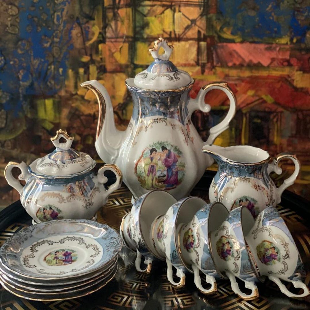 Italian Antique Porcelain Tea Set - Etsy