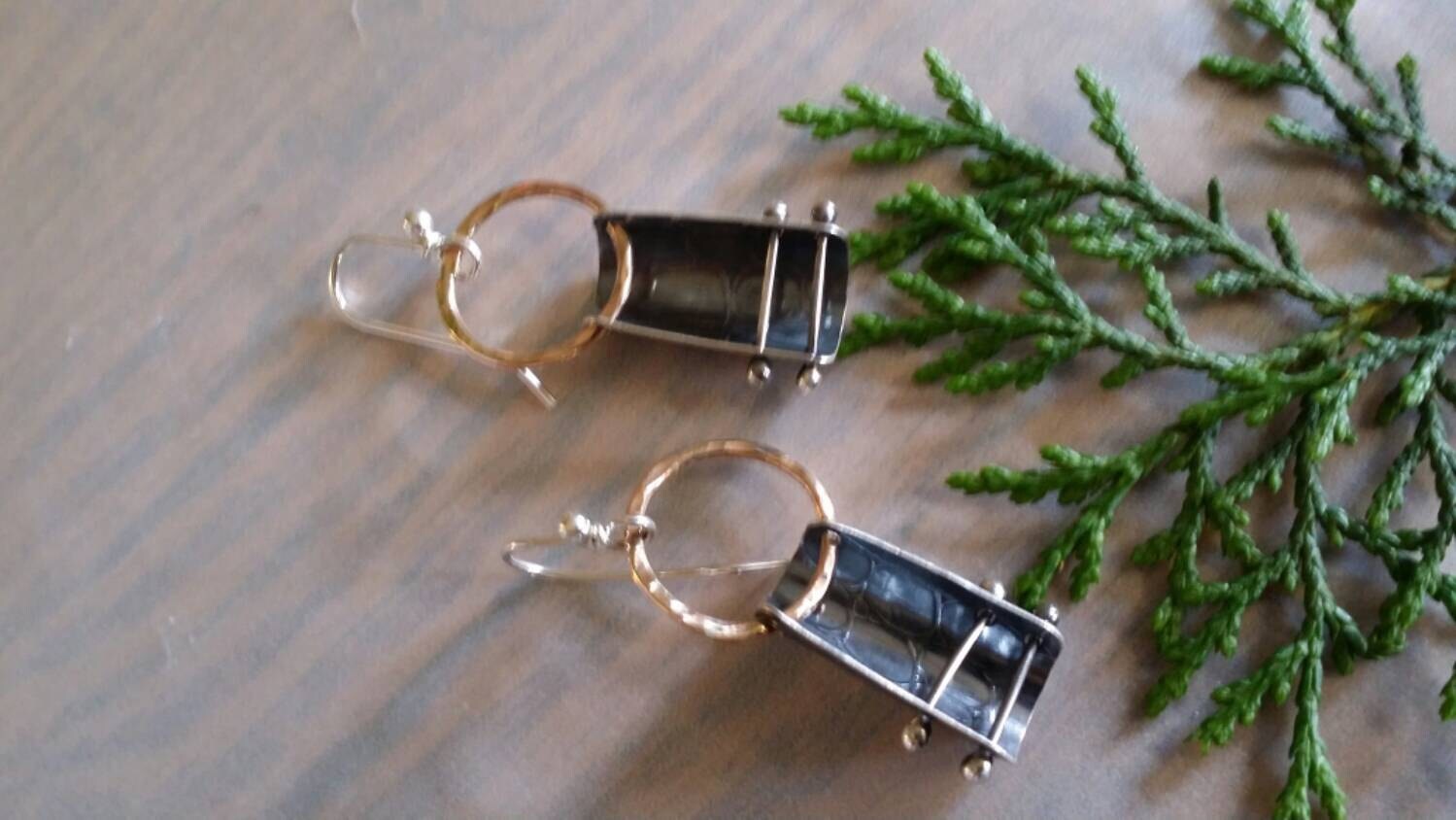 Sterling and Gold Corset Earrings - Etsy