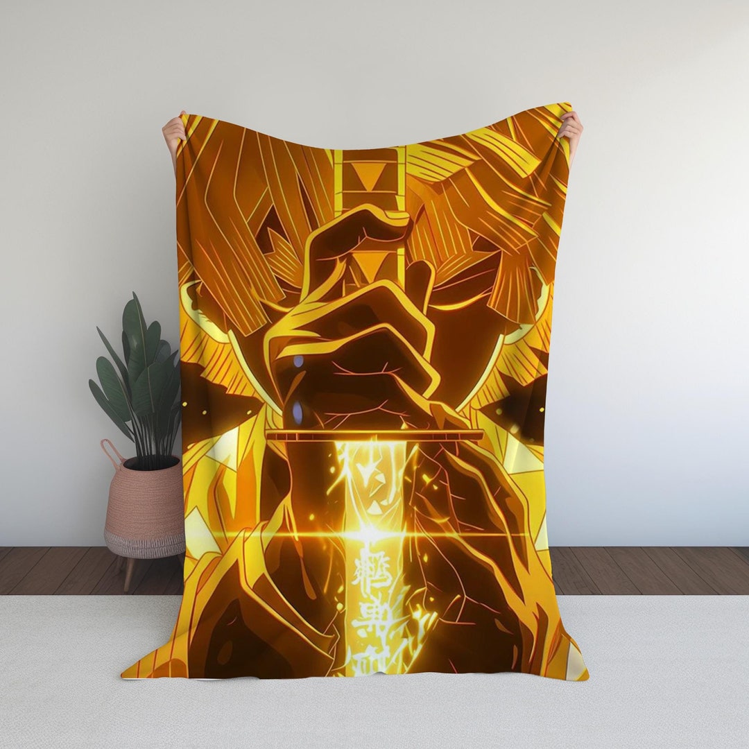 Zenitsu Agatsuma Blanket Cozy Demon Slayer Throw for Anime Lovers Gift ...