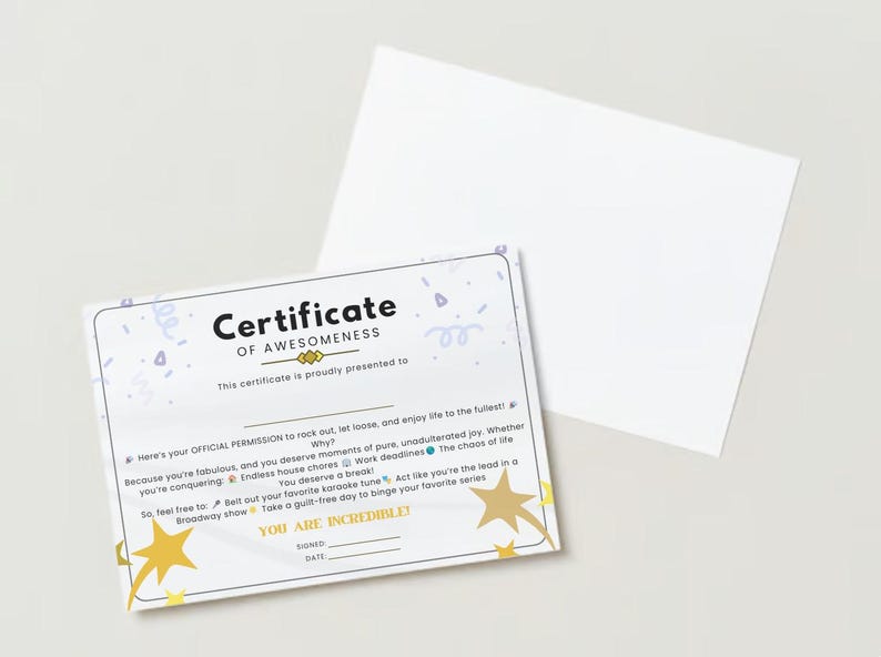 Certificate Letter for Friends, Family, Coworkers Gift for Him and Her ...