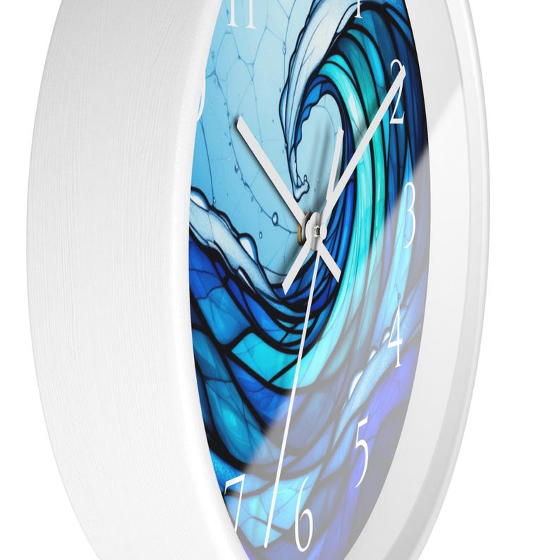 Ocean Wave Stained Glass Wall Clock, Home Decor, Coastal Art, Unique ...