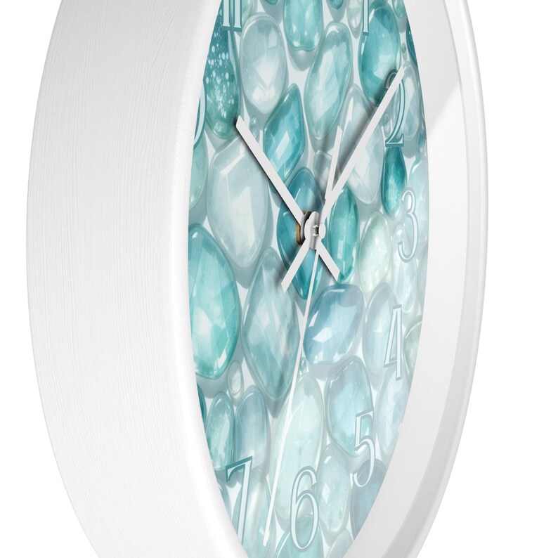Watercolor Sea Glass Wall Clock, Coastal Aqua Blue Clock, Ocean ...