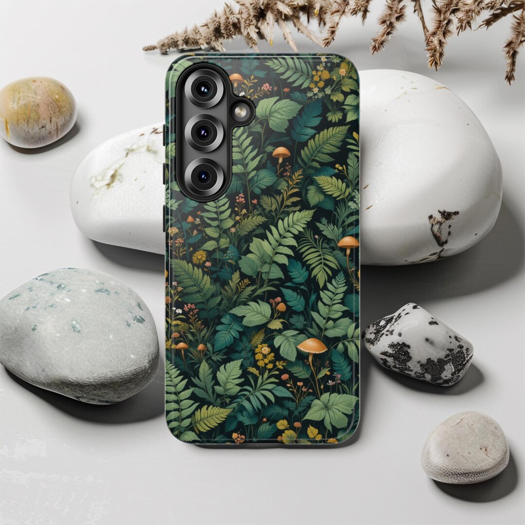 Forest Fern Pattern Phone Case, Green Botanical Tough Cover, Nature ...