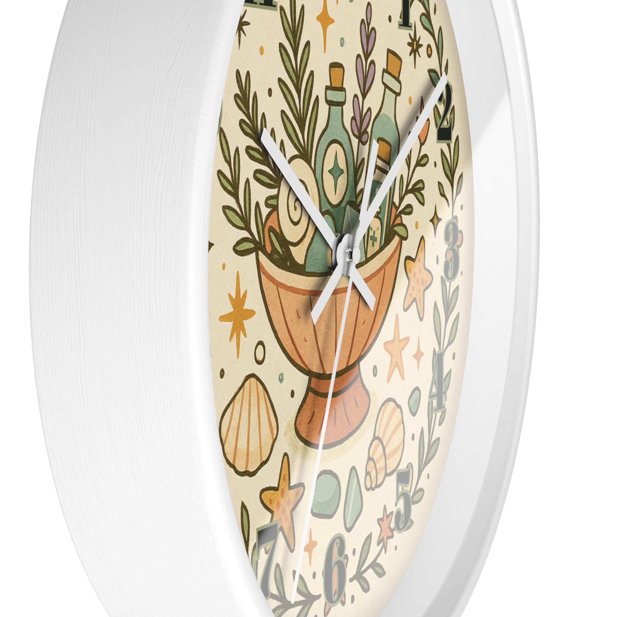 Coastal Cottagecore Witch Clock, Enchanted Seashell Bowl Folk Art, Sea ...