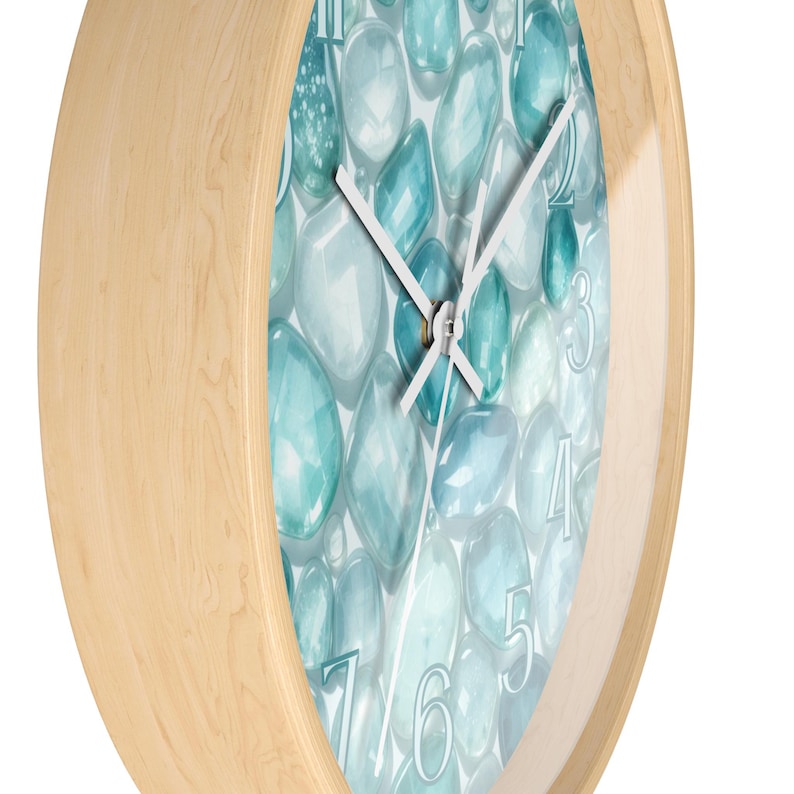 Watercolor Sea Glass Wall Clock, Coastal Aqua Blue Clock, Ocean ...