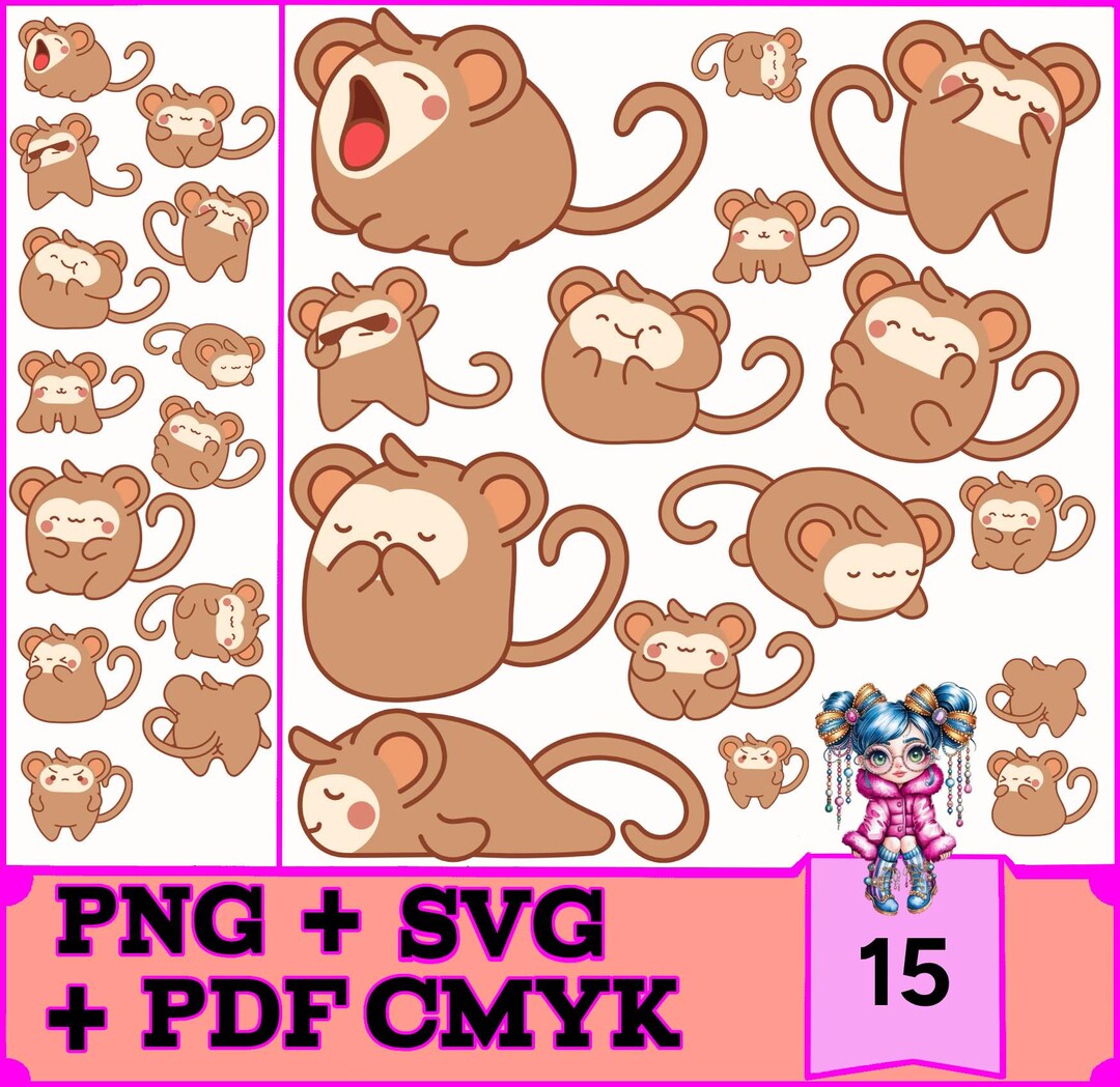 Monkeys Clipart, Cute Monkeys Clipart, Monkey PNG, SVG, PDF, Jungle ...
