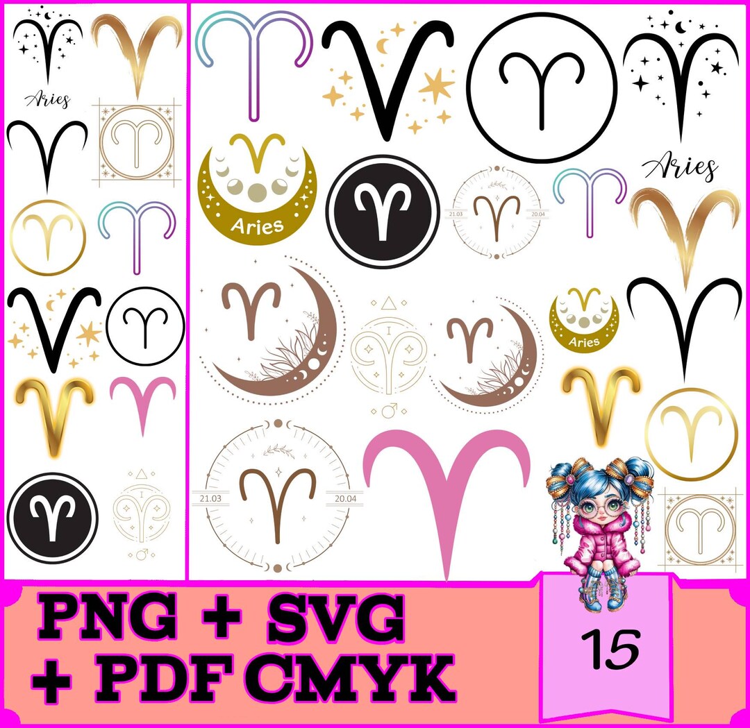 Aries Zodiac Symbols SVG Bundle for Cricut & Silhouette | Instant ...
