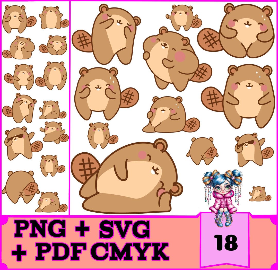 18 Beaver SVG, PNG, PDF Bundle - Cute and Fun Beaver Designs for Cricut ...
