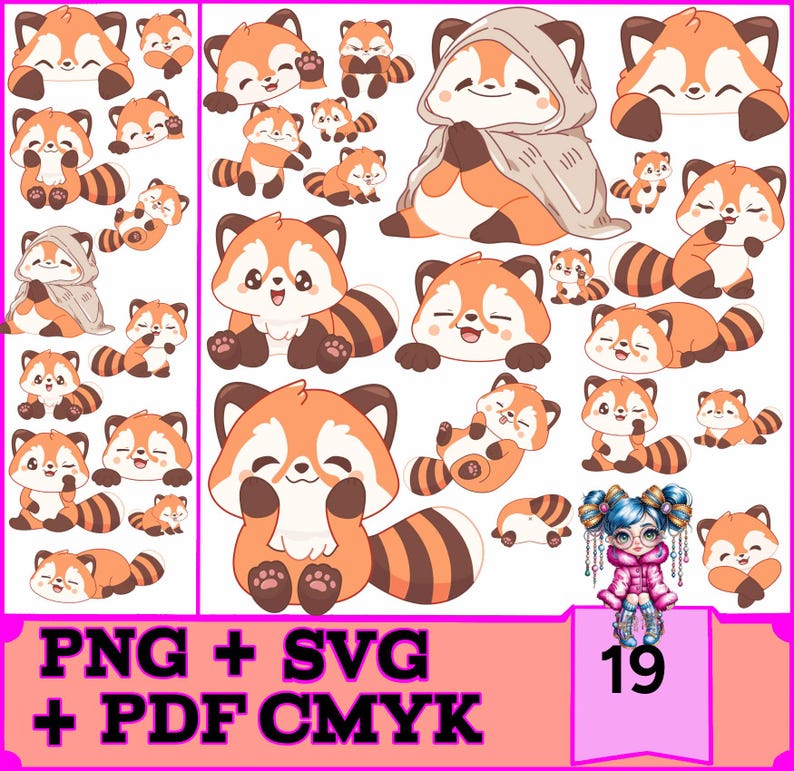 20 Red Panda SVG Bundle, Cute Red Panda Svg Png, Sitting Sleeping ...
