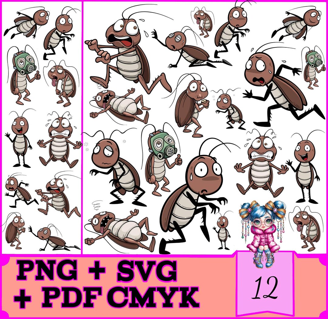 Funny Cockroach SVG Bundle for Crafting, Scrapbooking, & T-shirt Design ...