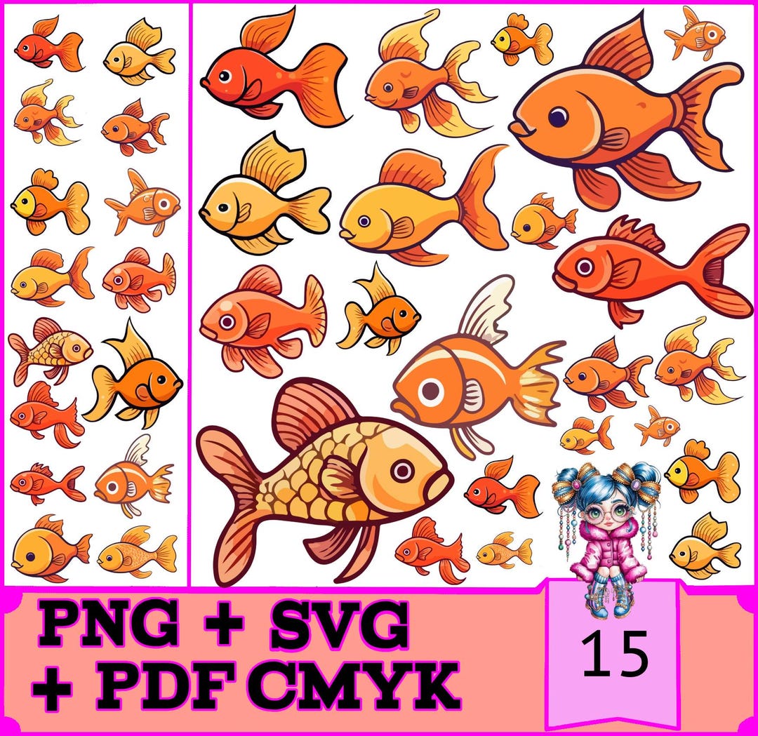 Goldfish SVG Bundle for Cricut Explore Air 2 & Silhouette Cameo 4 – 15 ...