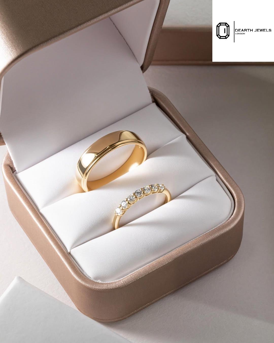 Lab Diamond Couple Wedding Ring Set | 2pcs His & Hers Rings | Leaf ...