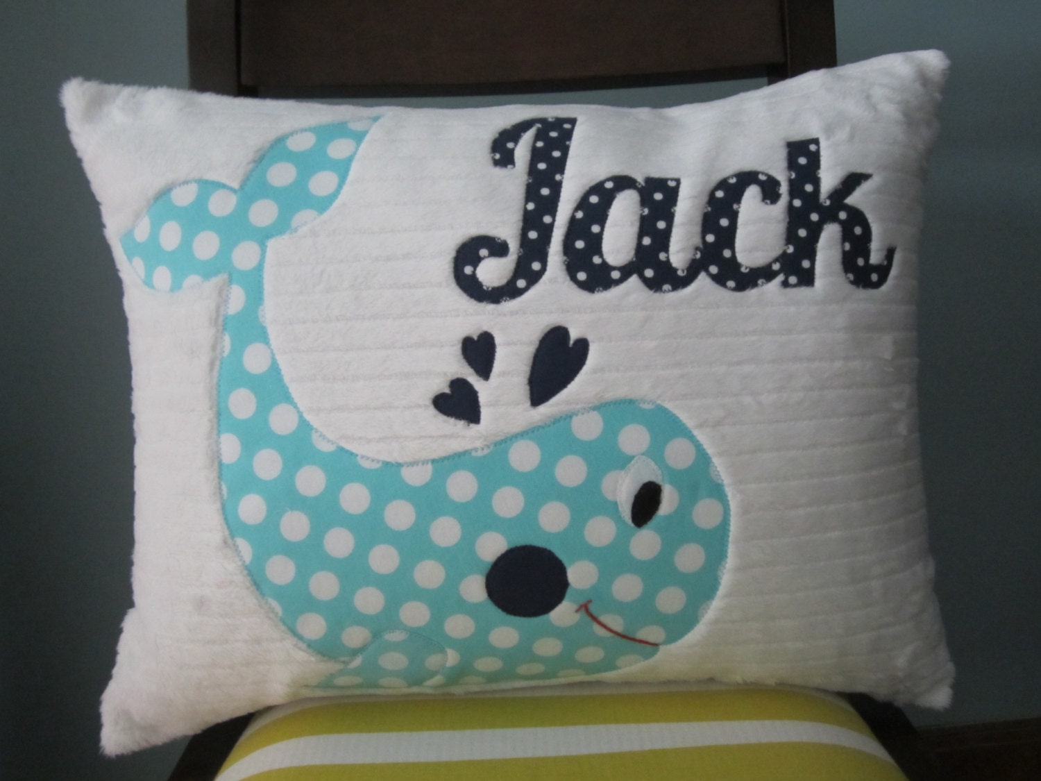 A Personalized Bright Happy Whale Pillow | Etsy