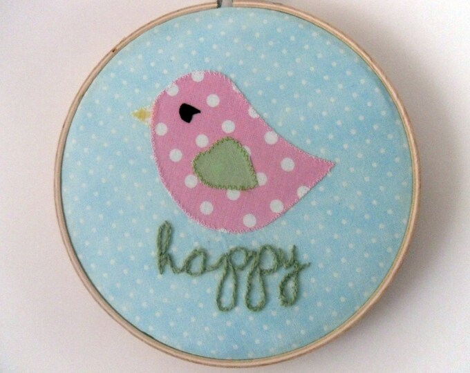 A Happy Bird Fabric Hoop Art - Etsy