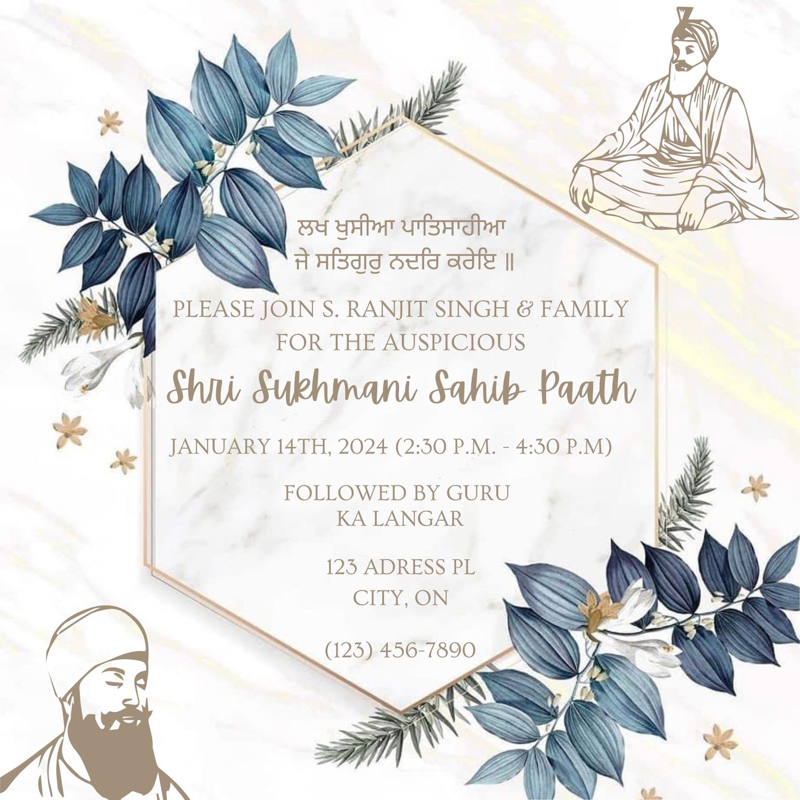 Editable Sukhmani Sahib Path Invitation Evite - Etsy