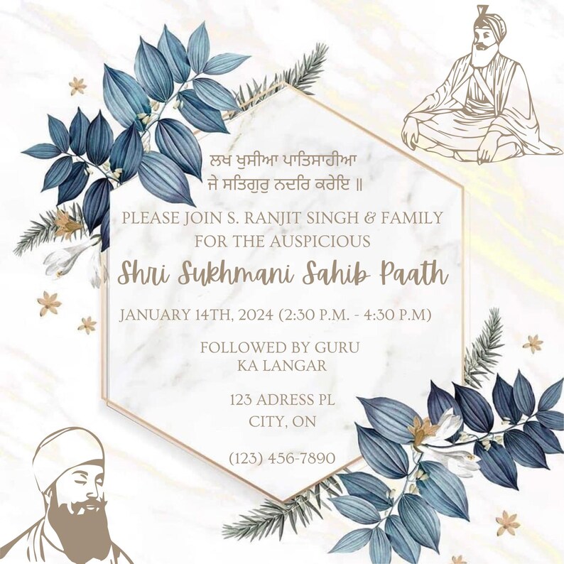 Editable Sukhmani Sahib Path Invitation Evite - Etsy