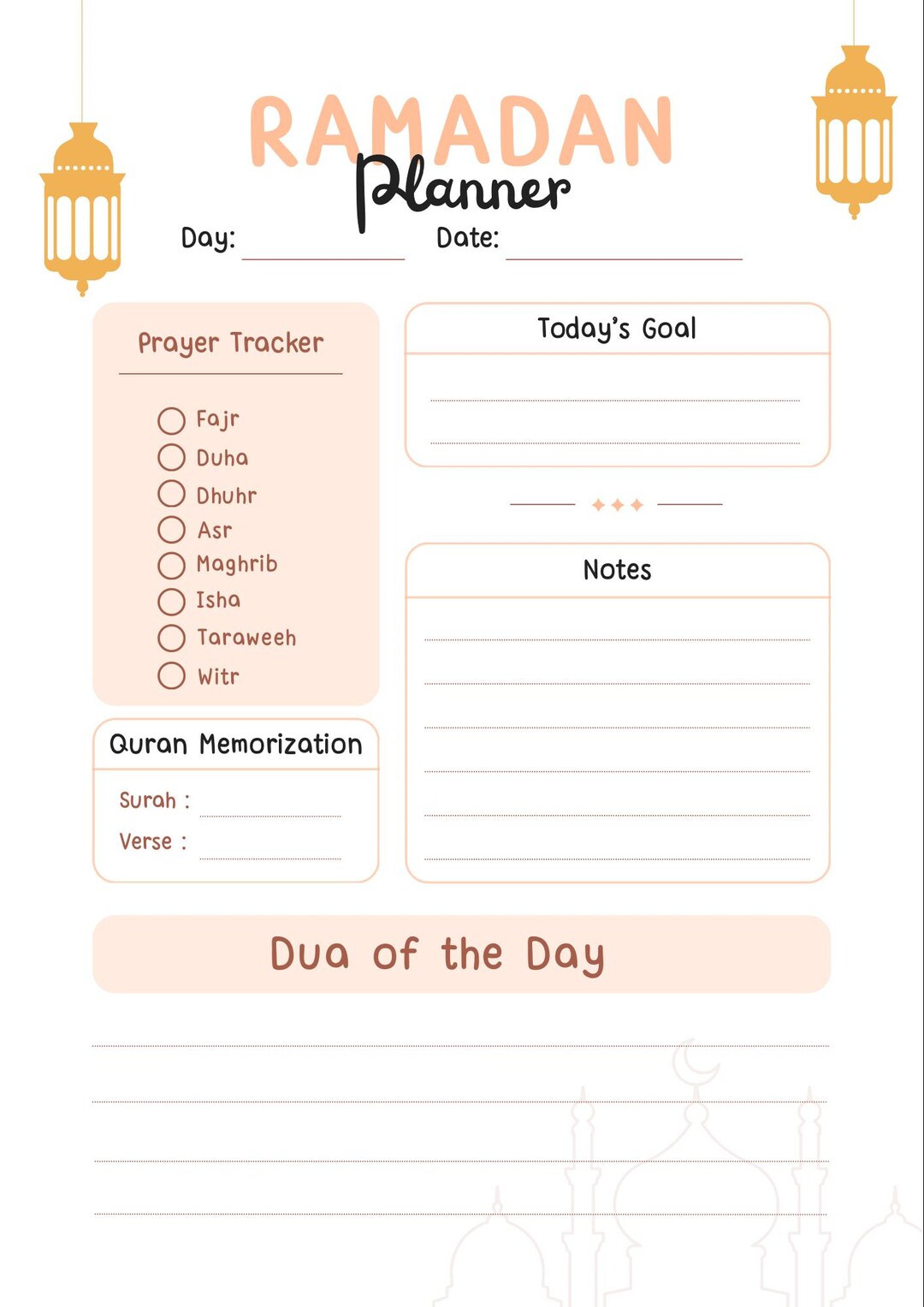 Simple Ramadan Planner (digital & Printable A4) - Etsy Australia