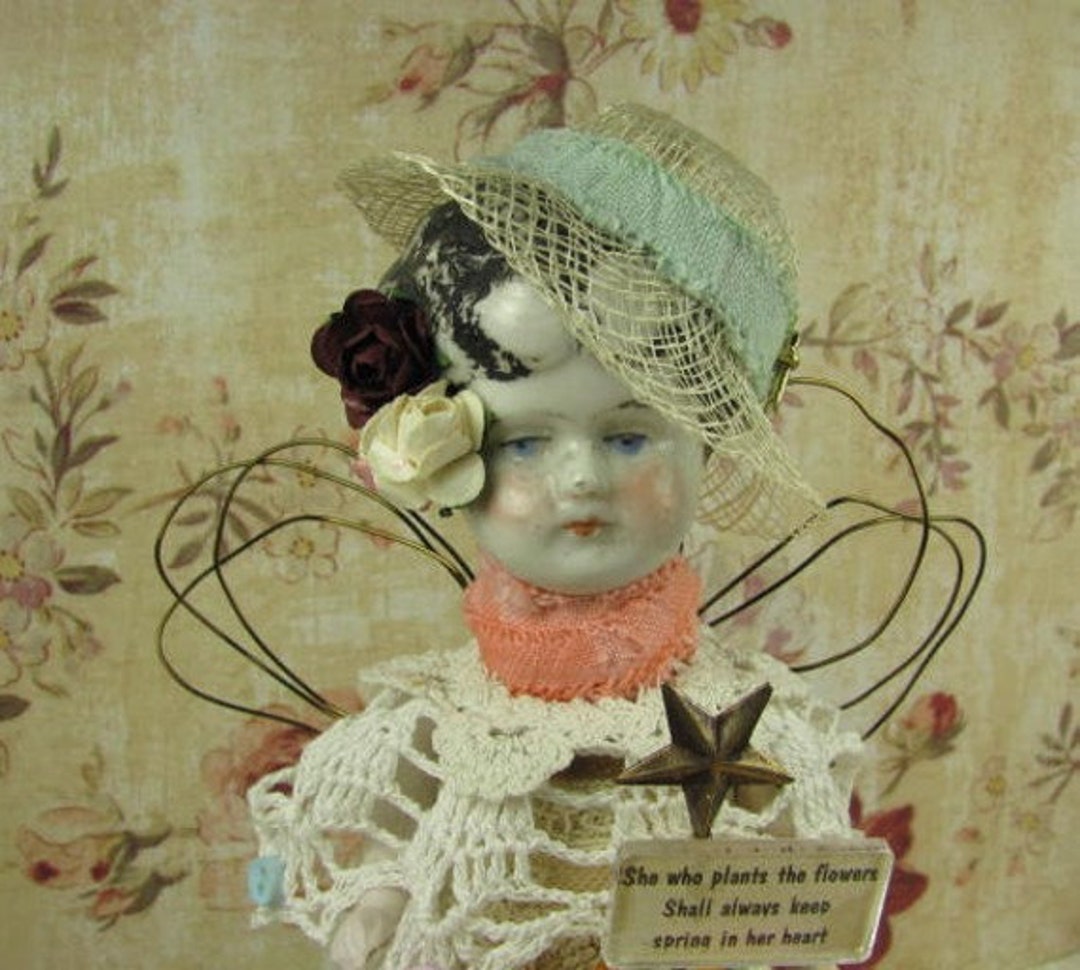Angel "she Who Plants the Flowers" Assemblage Art Doll - Etsy