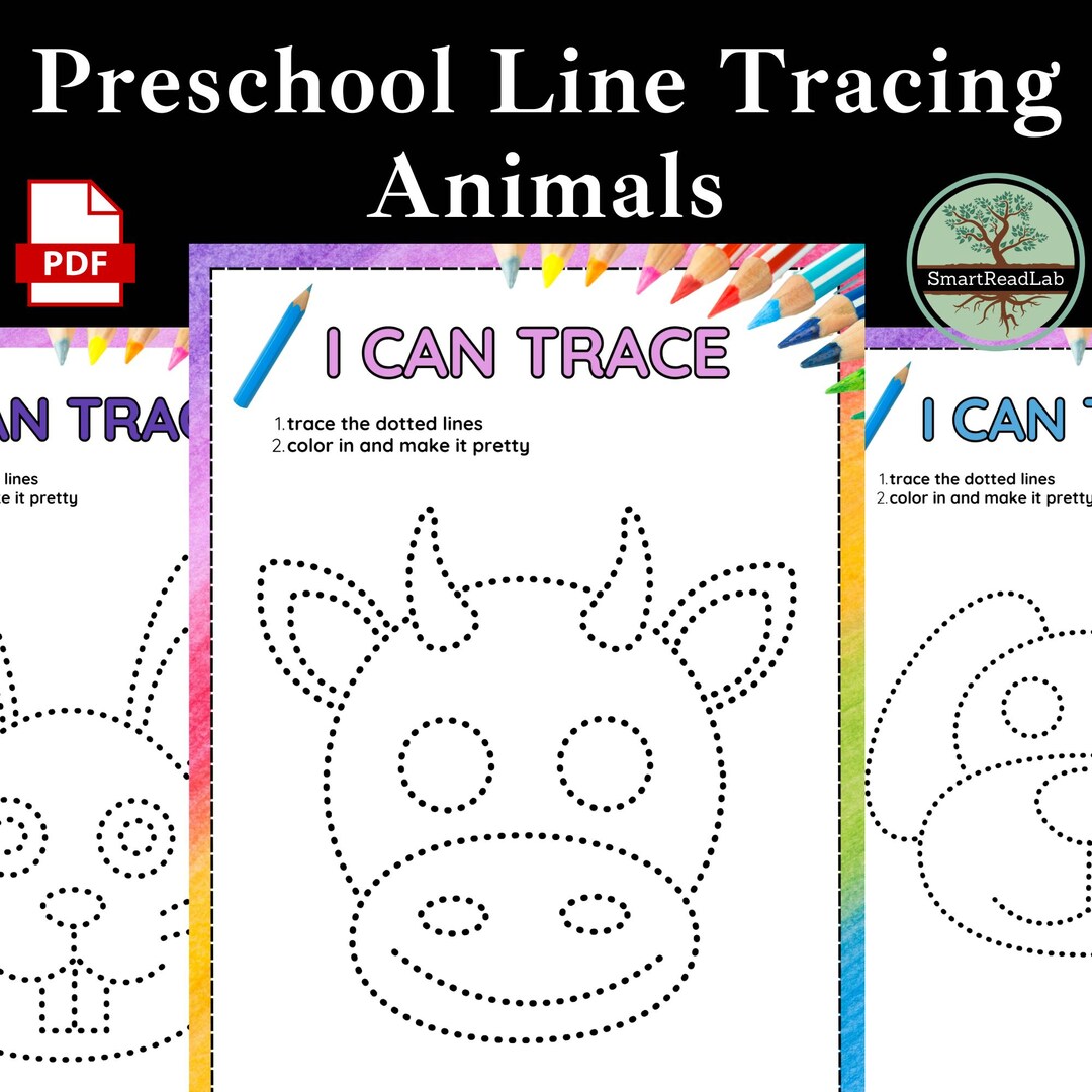 Preschool Line Tracing Worksheets, Animal Line Tracing, Line Tracing ...