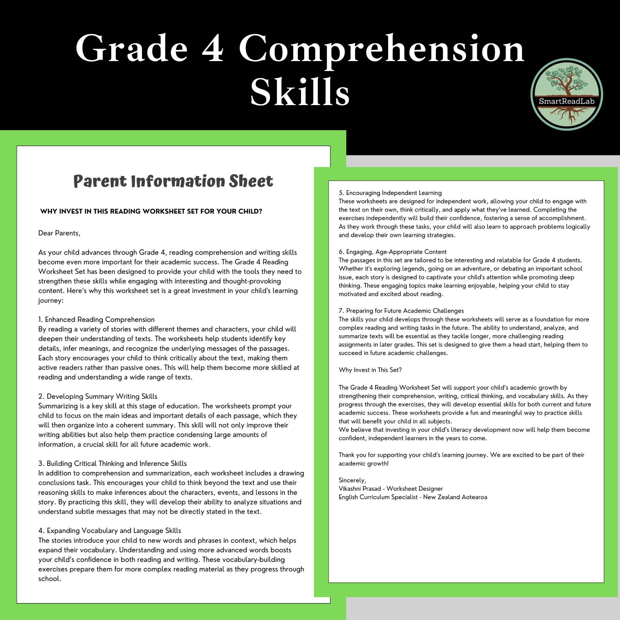 Grade 4 Reading Comprehension Worksheet - 4th Grade Reading Activities ...
