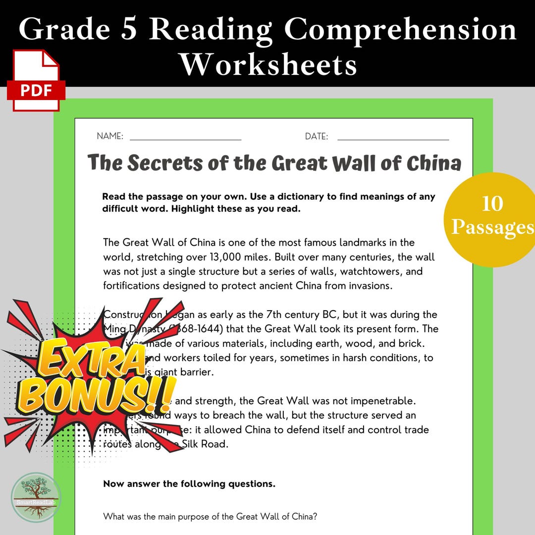 5th Grade Reading Comprehension Worksheet - Reading Activities ...