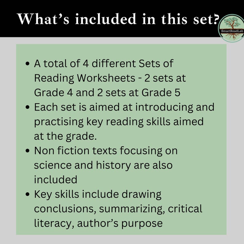 Grade 4 - 5 Reading Worksheets Bundle-4th and 5th Grade - Printable ...