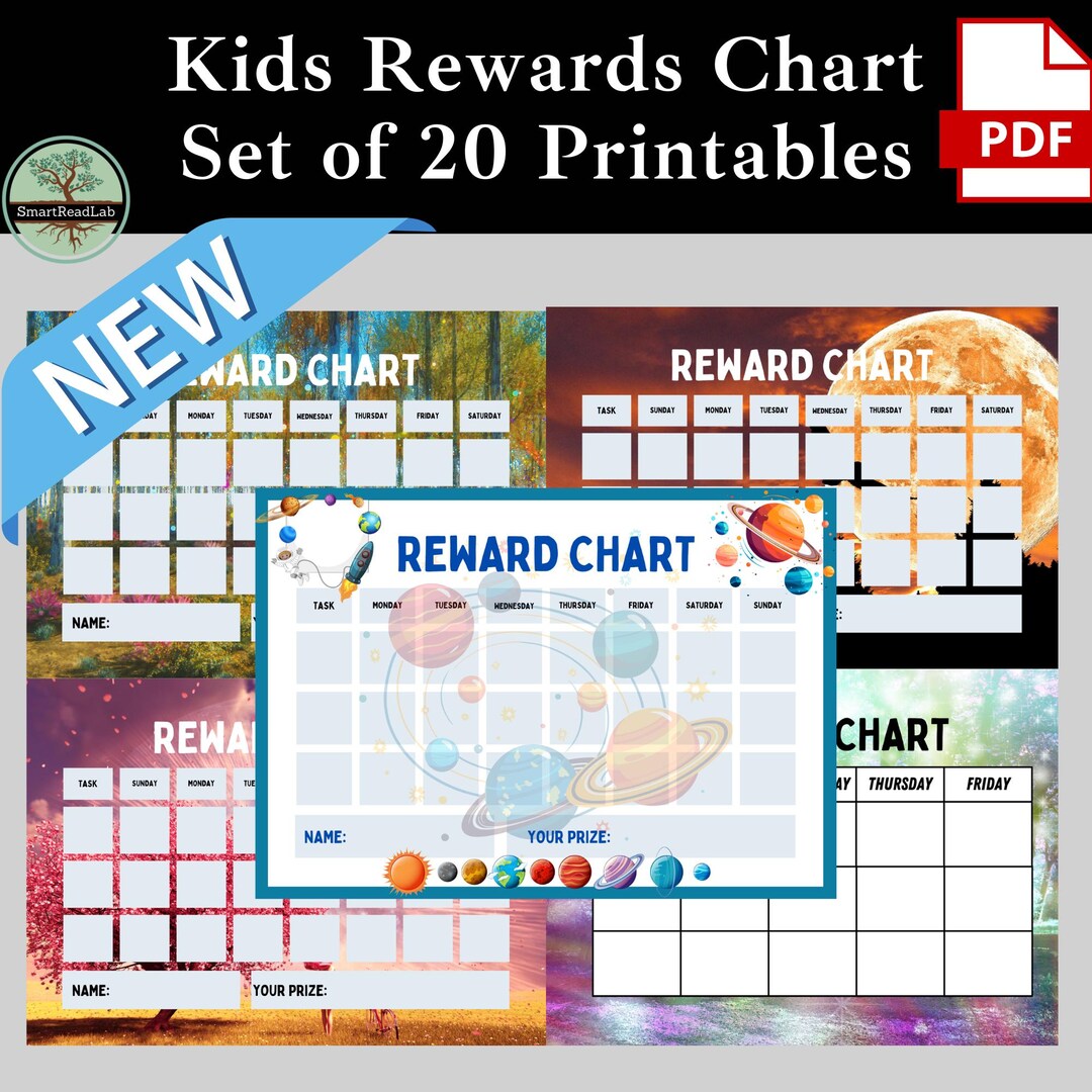 Kids Reward Charts -printable Rewards Chart - Cute Sticker Chart for ...