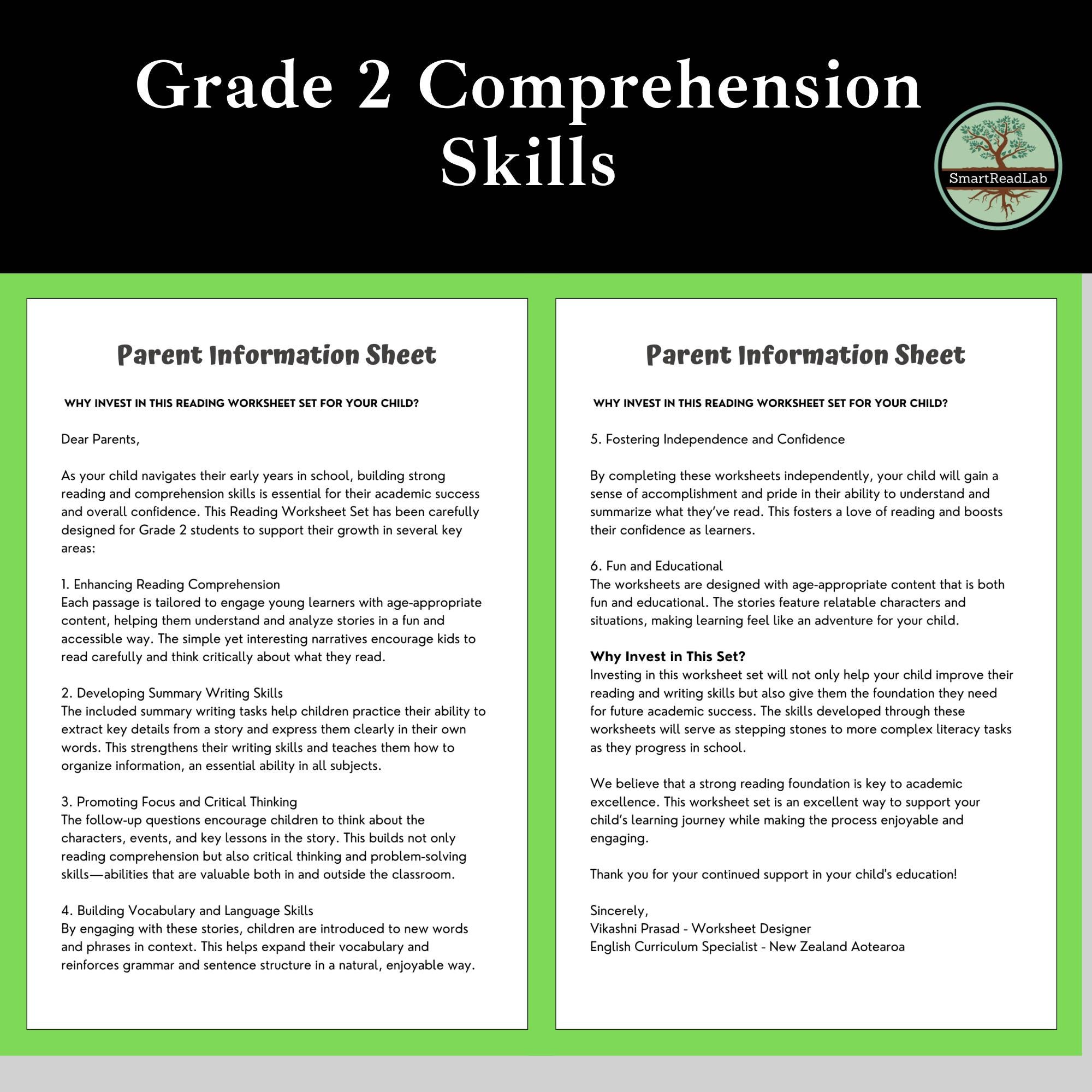 2nd-3rd Grade Reading Comprehension Worksheet Bundle - Printable ...