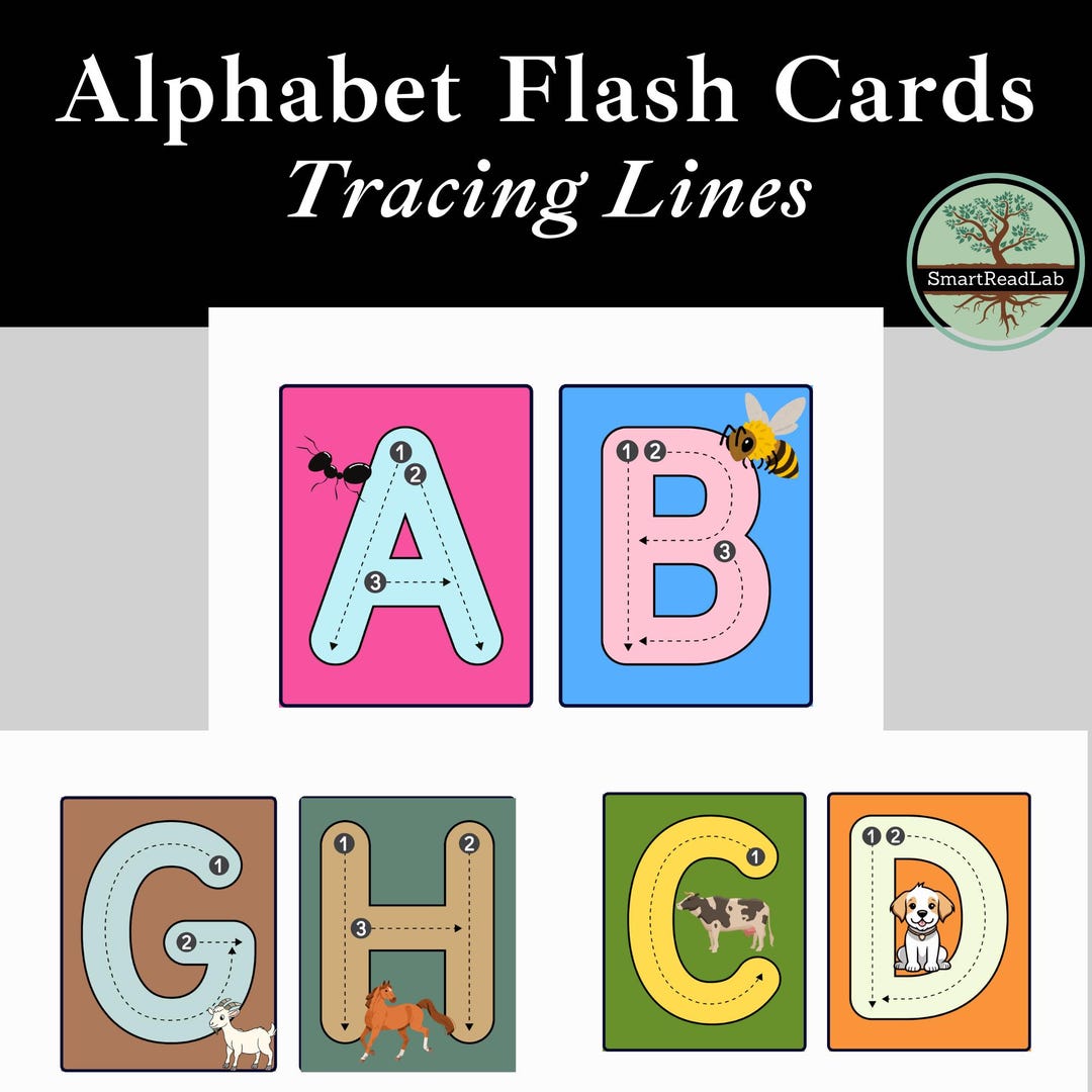 Alphabet Flashcards, Tracing Flashcards, ABC Flashcards, Educational ...
