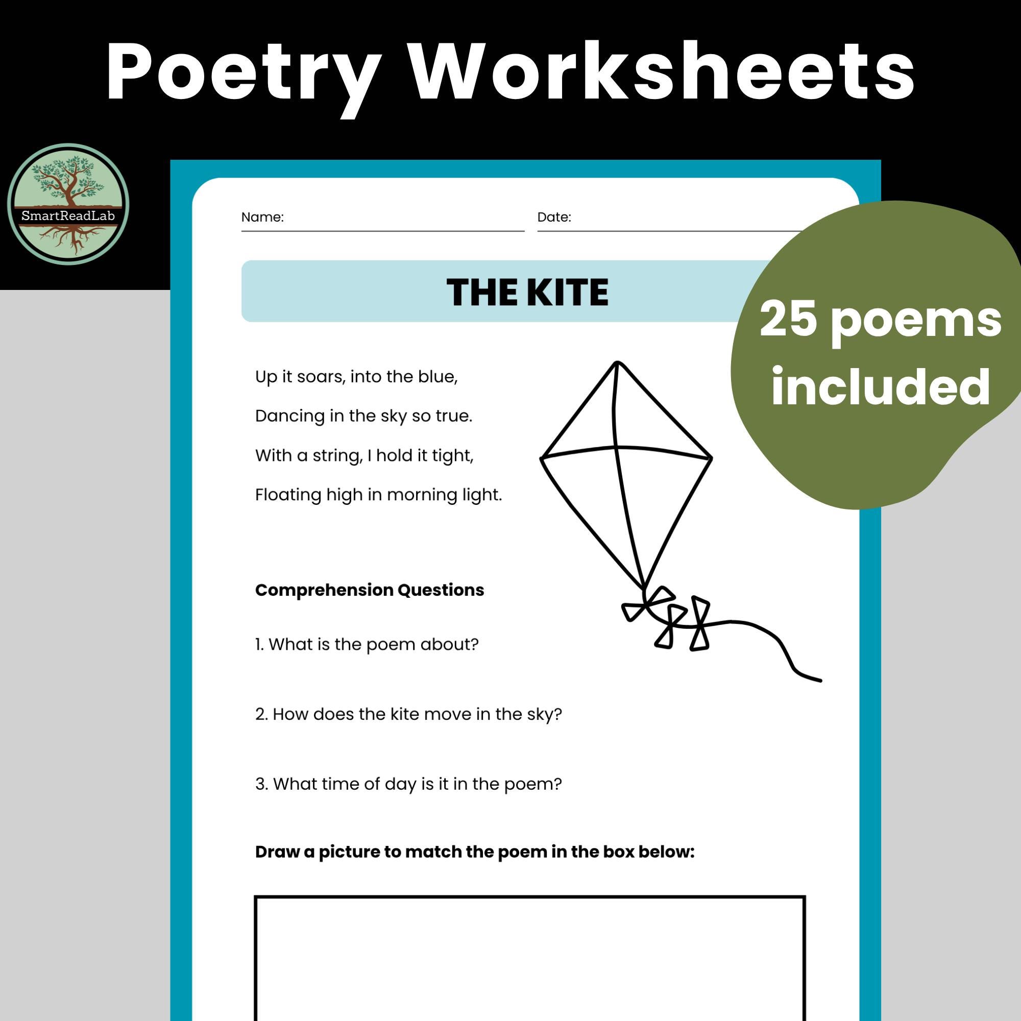 25 Fun Poems for Kids – Reading Comprehension Workbook | Printable ...
