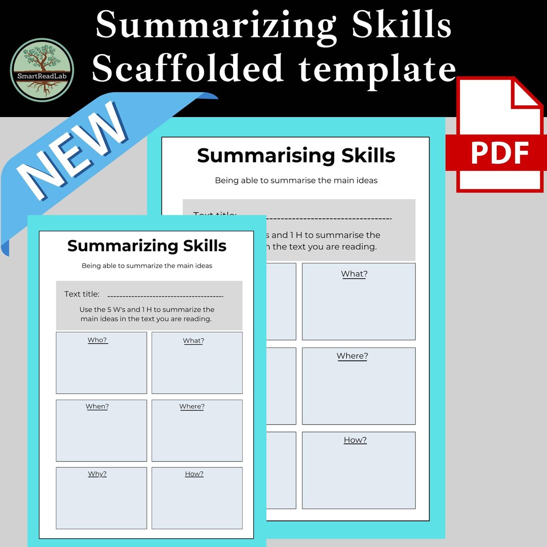 Summarizing Scaffolded Template for Students | Focus on WH Questions ...